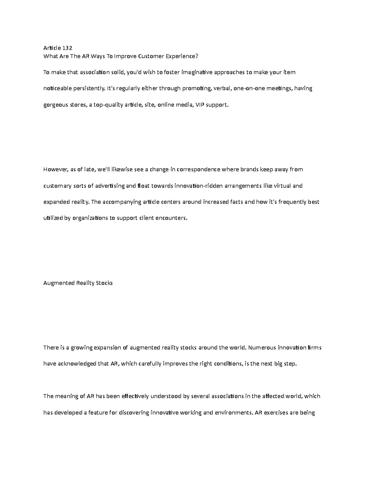 Article 132 - Article 132What Are The AR Ways To Improve Customer ...