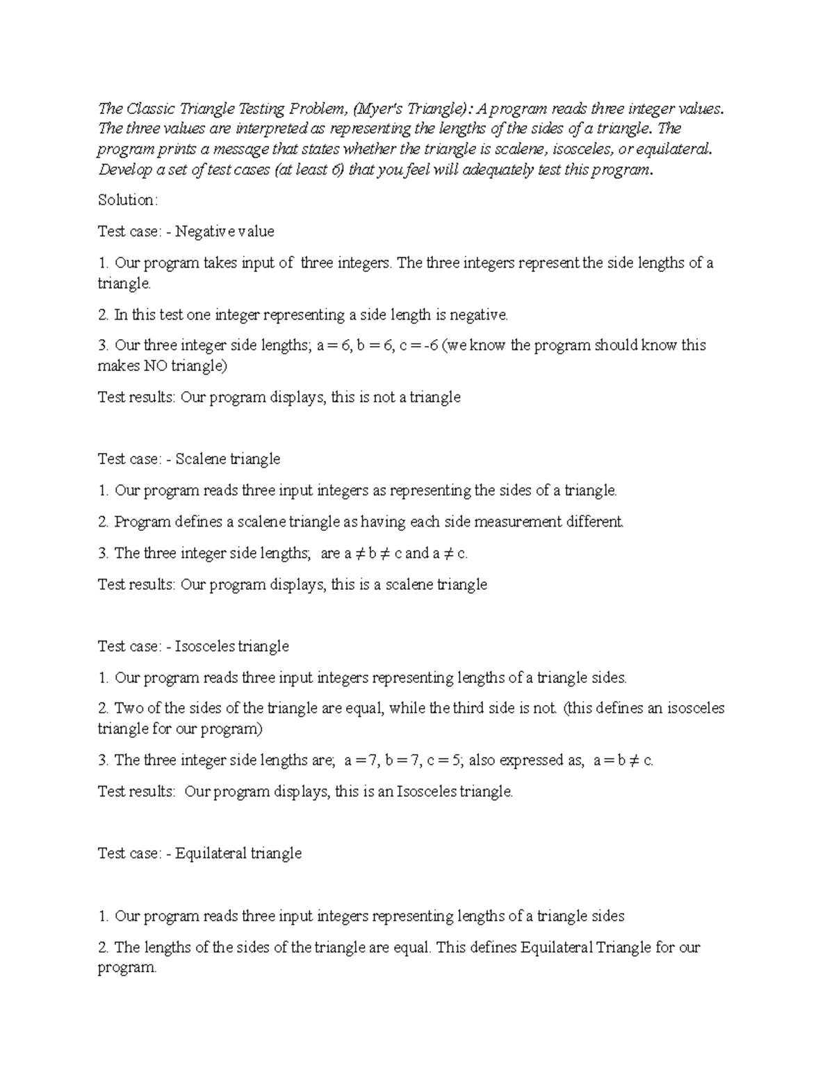 CS2401 PA5 - Program Assingment - The Classic Triangle Testing Problem ...
