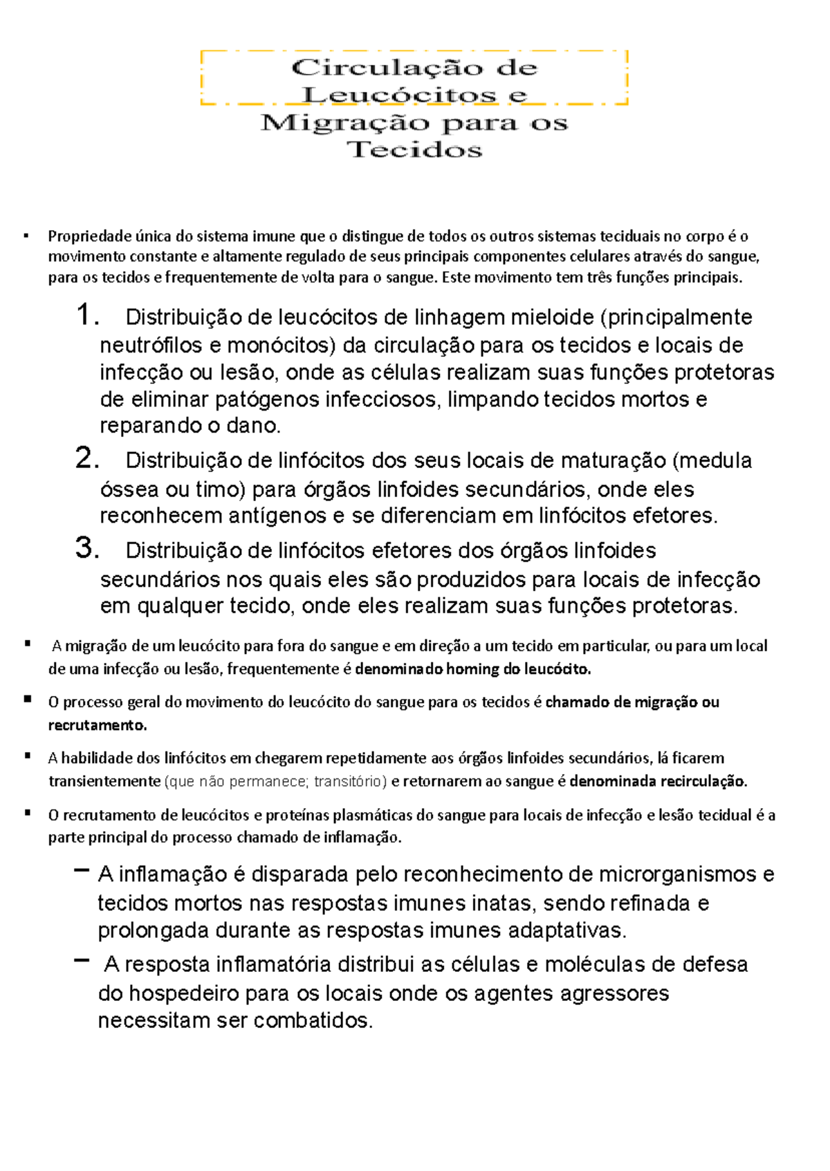 CAP 3 resumo - Ajuda muito - IMUNOLOGIA CELULAR E MOLECULAR - Propriedade única do sistema imune ...