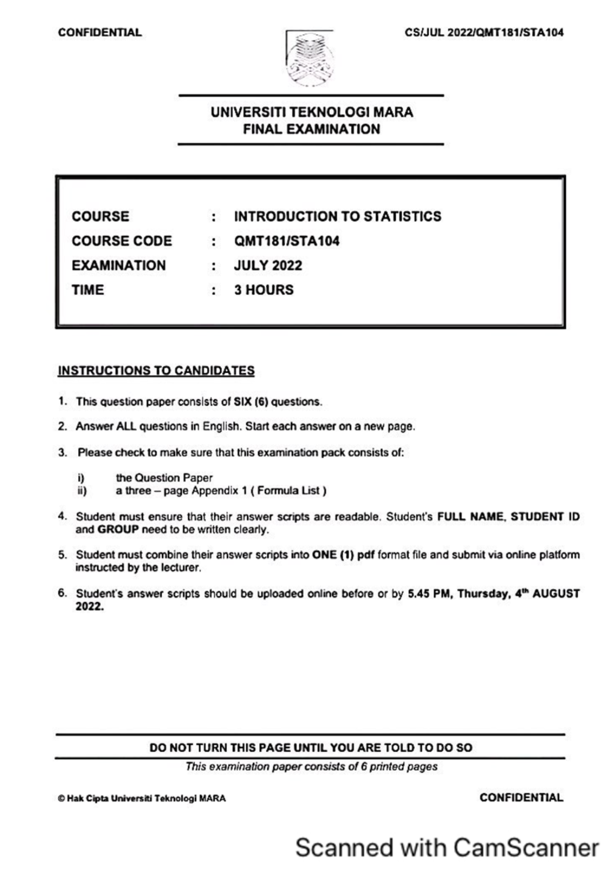 July 2022 sta104 - 12345 - statistic - Studocu