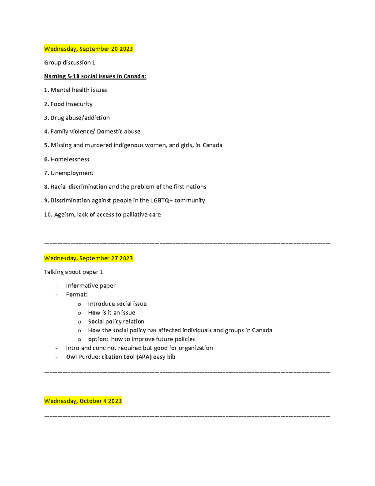 Sociol 1G03 - Tutorial RAWR XD - Wednesday, September 20 2023 Group ...