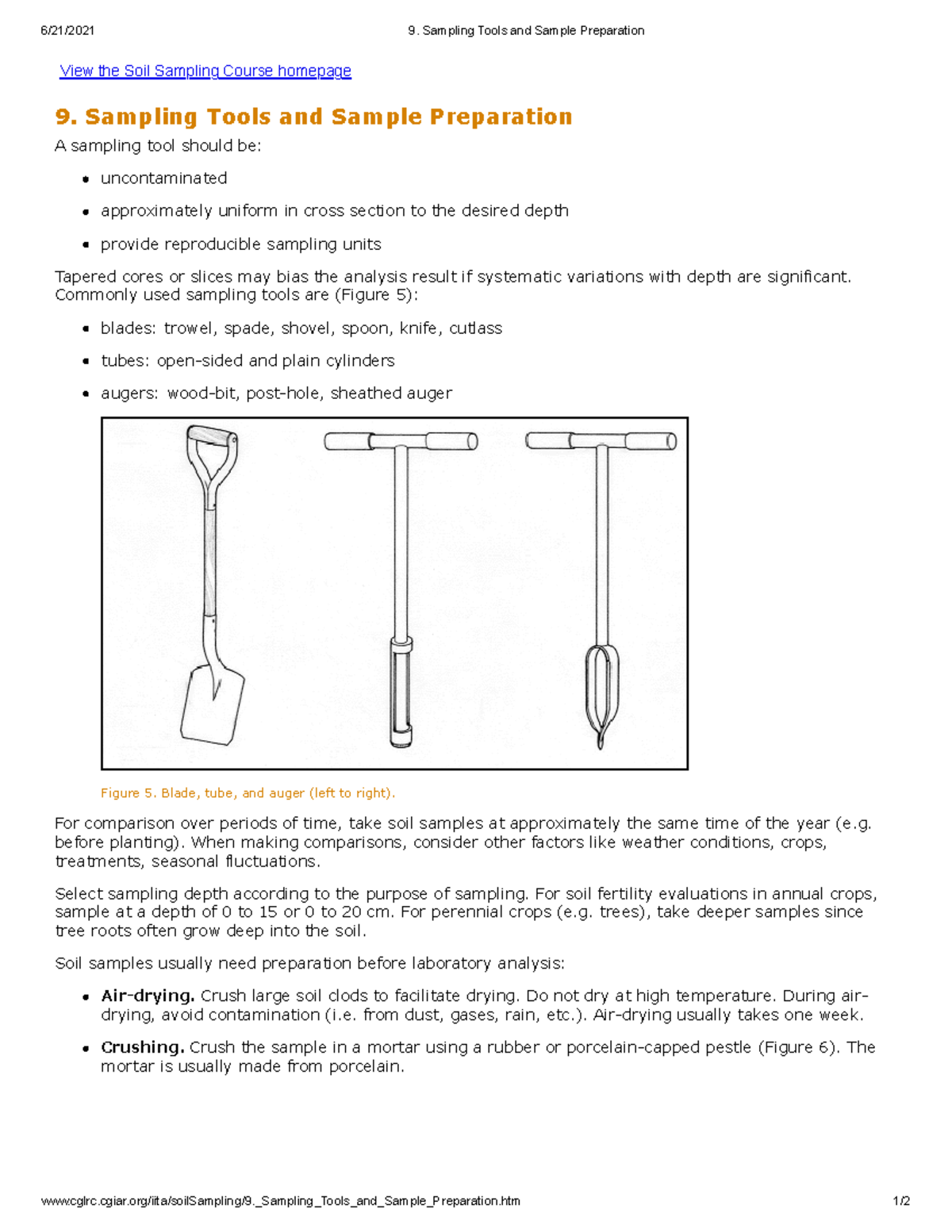 Sampling Tools and Sample Preparation - 6/21/2021 9. Sampling Tools and ...