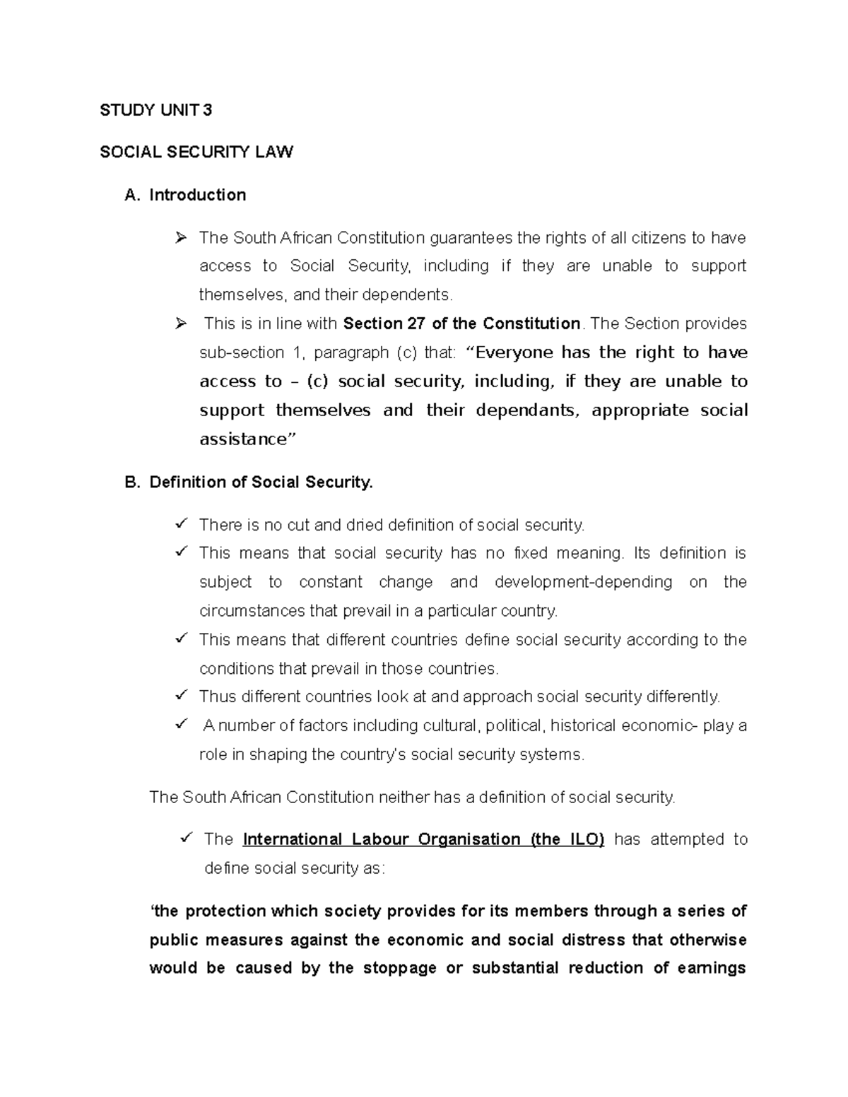Study UNIT 2(Social Security Law - STUDY UNIT 3 SOCIAL SECURITY LAW A ...