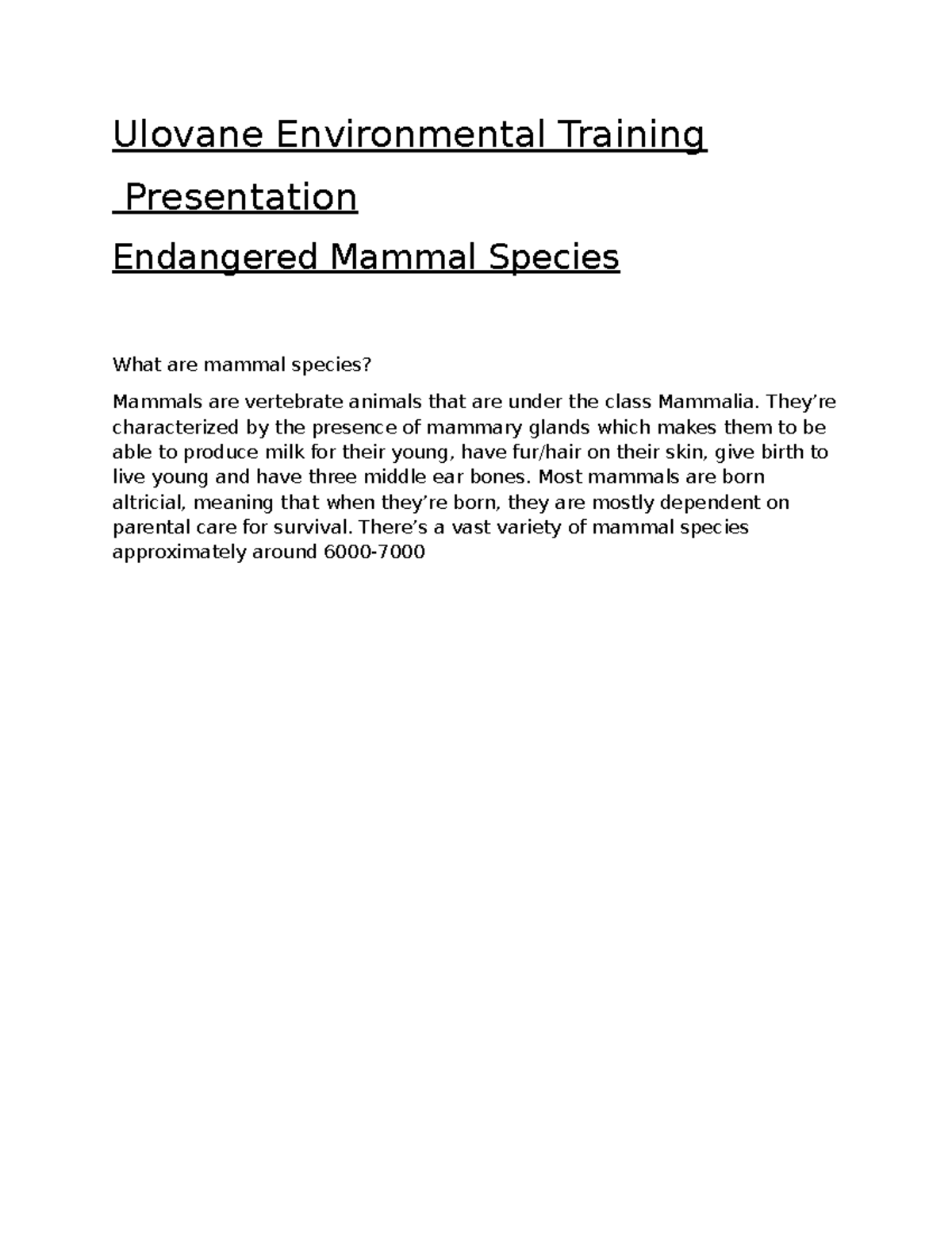 Environmental studies - Ulovane Environmental Training Presentation ...