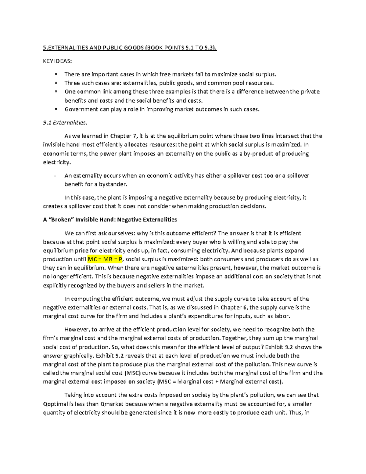 Introduction TO Economics Topic 5 - 5 .EXTERNALITIES AND PUBLIC GOODS ...