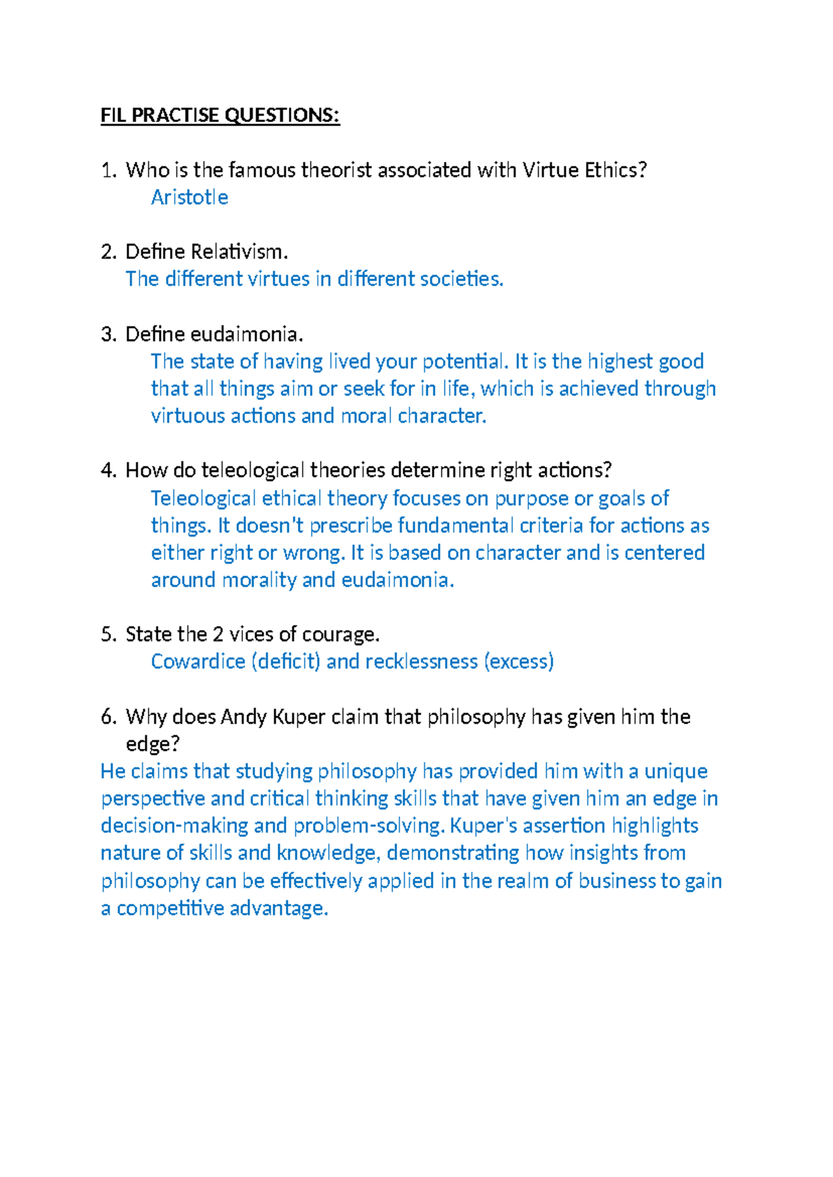 Fil 252 notes - FIL PRACTISE QUESTIONS: Who is the famous theorist ...