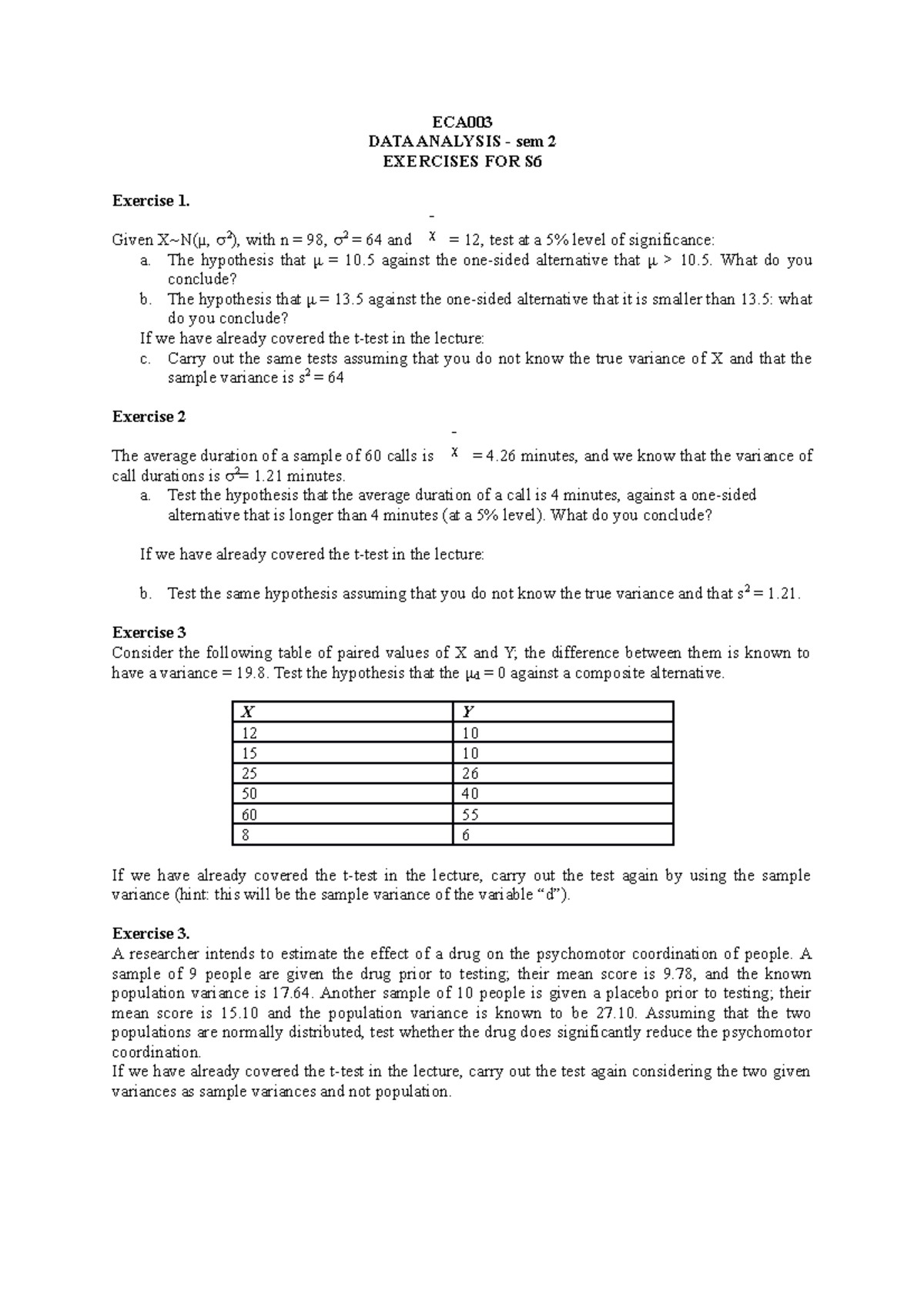 Exercises S6 - questions - ECA DATA ANALYSIS - sem 2 EXERCISES FOR S ...