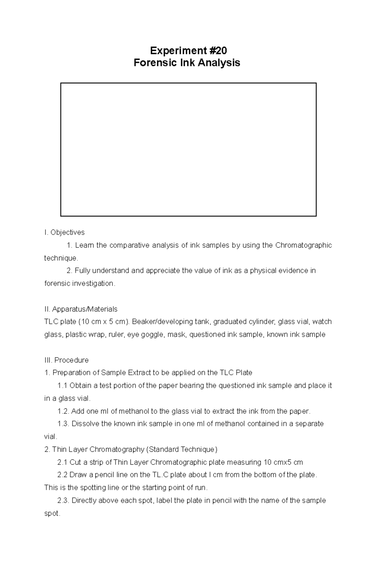 Experiment-20 - FORENSIC CHEMISTRY EXPERIMENT. - Experiment Forensic ...