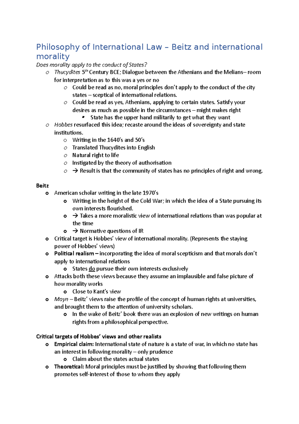 Beitz - N/A - Philosophy of International Law – Beitz and international ...