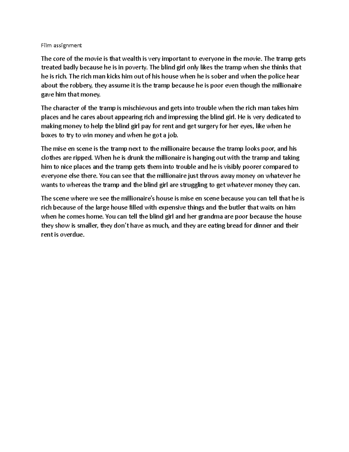 City lights movie - Intro Media Arts Assignment - Film assignment The ...