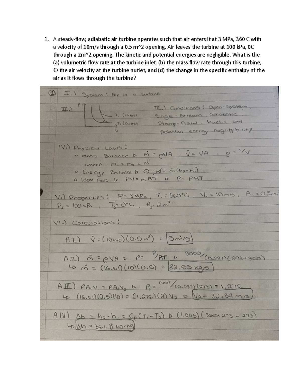 Thermodynamics E2 Study Assignment - 1. A steady-flow, adiabatic air ...