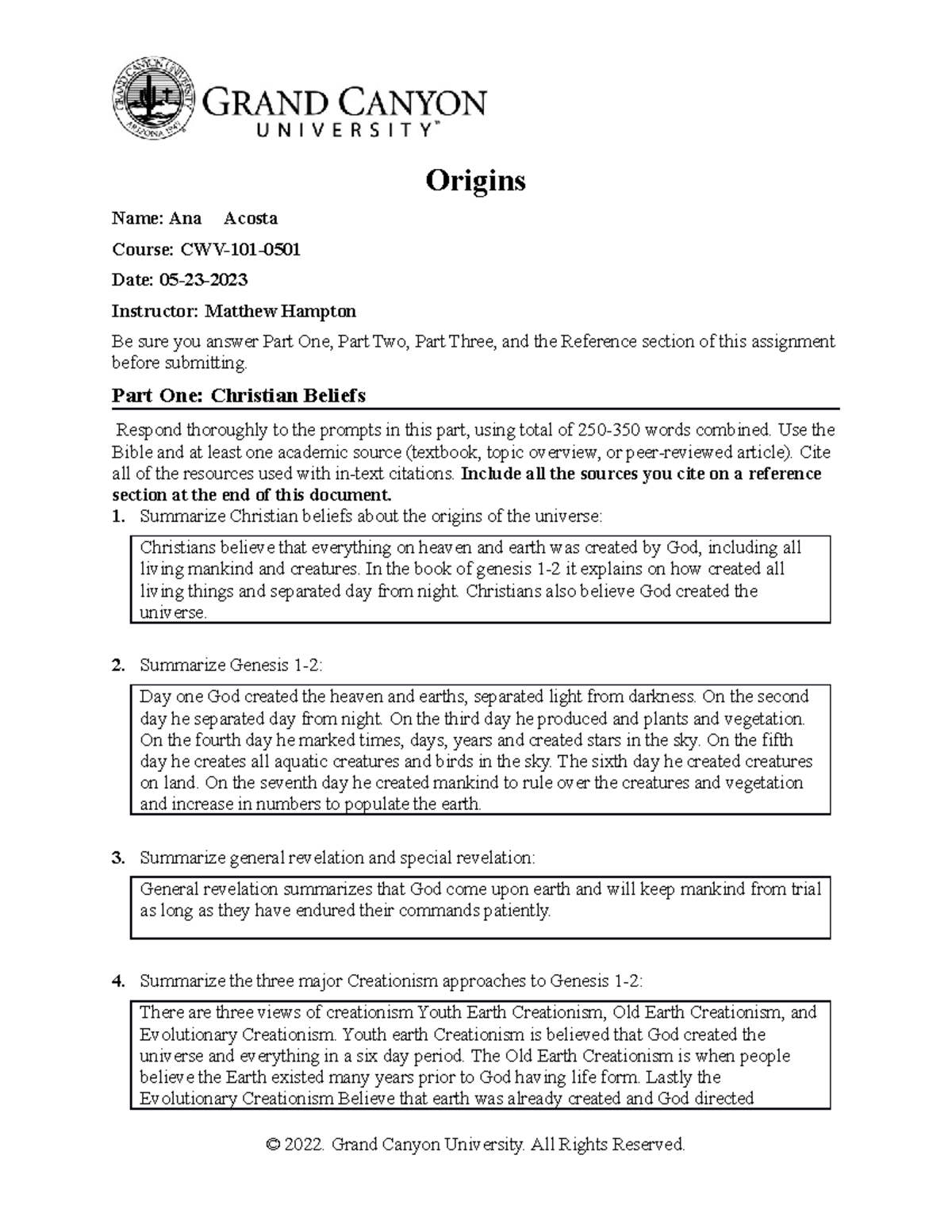 CWV 101 301 RS T2Origins Online - PHI-105 - GCU - Studocu