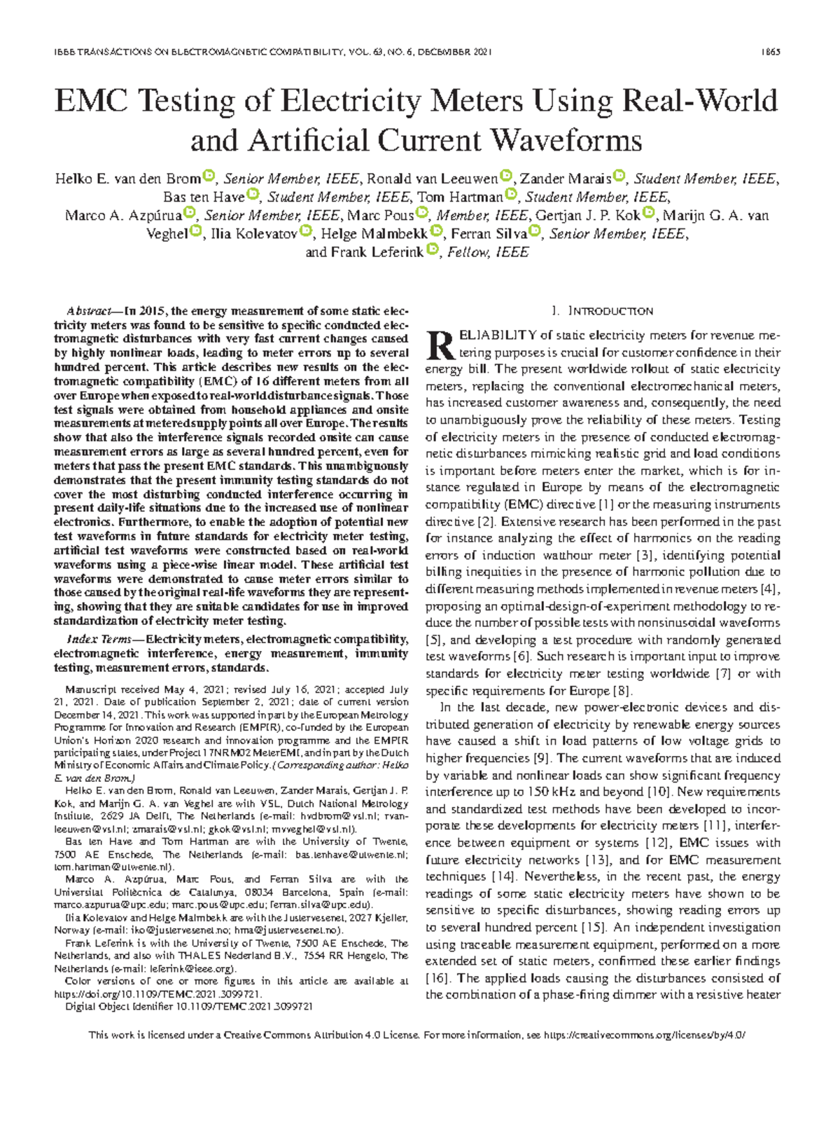 EMC Testing of Electricity Meters Using Real-World and Artificial ...