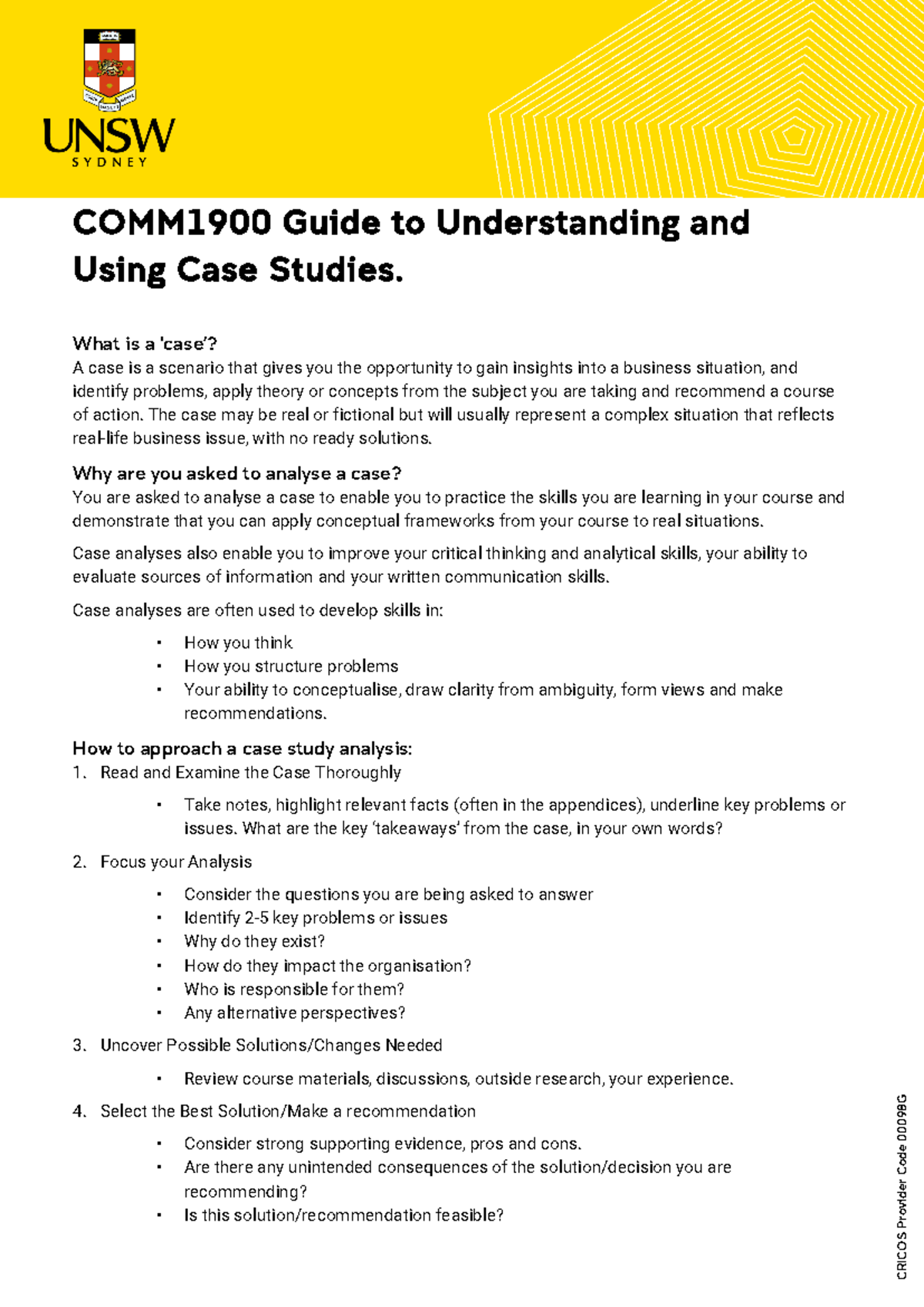 COMM1900 Guide to Understanding and Using Case Studies - What is a ...
