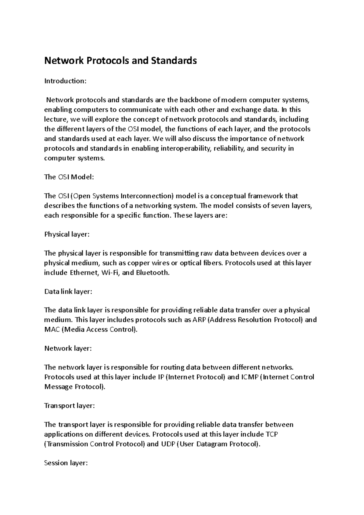 Network Protocols And Standards Network Protocols And Standards Introduction Network