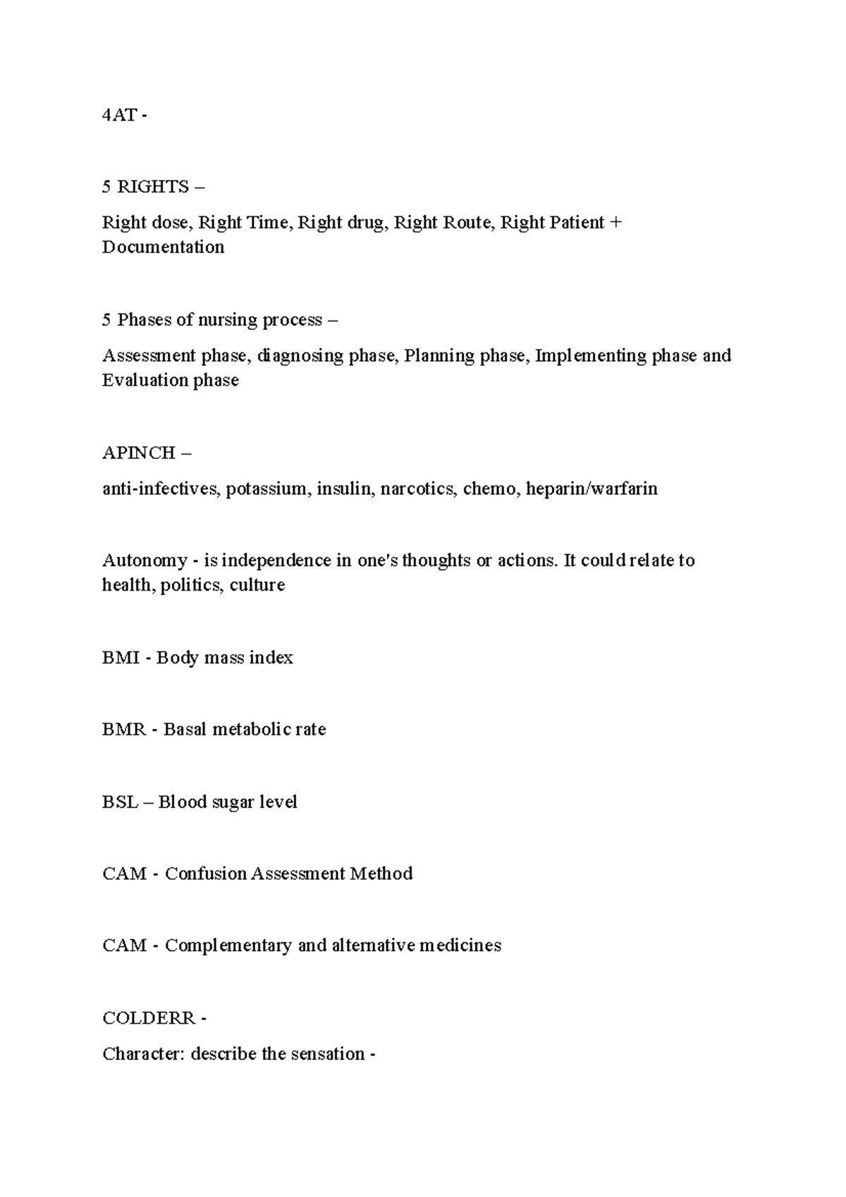 1201 acronyms 2 - 4AT - 5 RIGHTS – Right dose, Right Time, Right drug ...