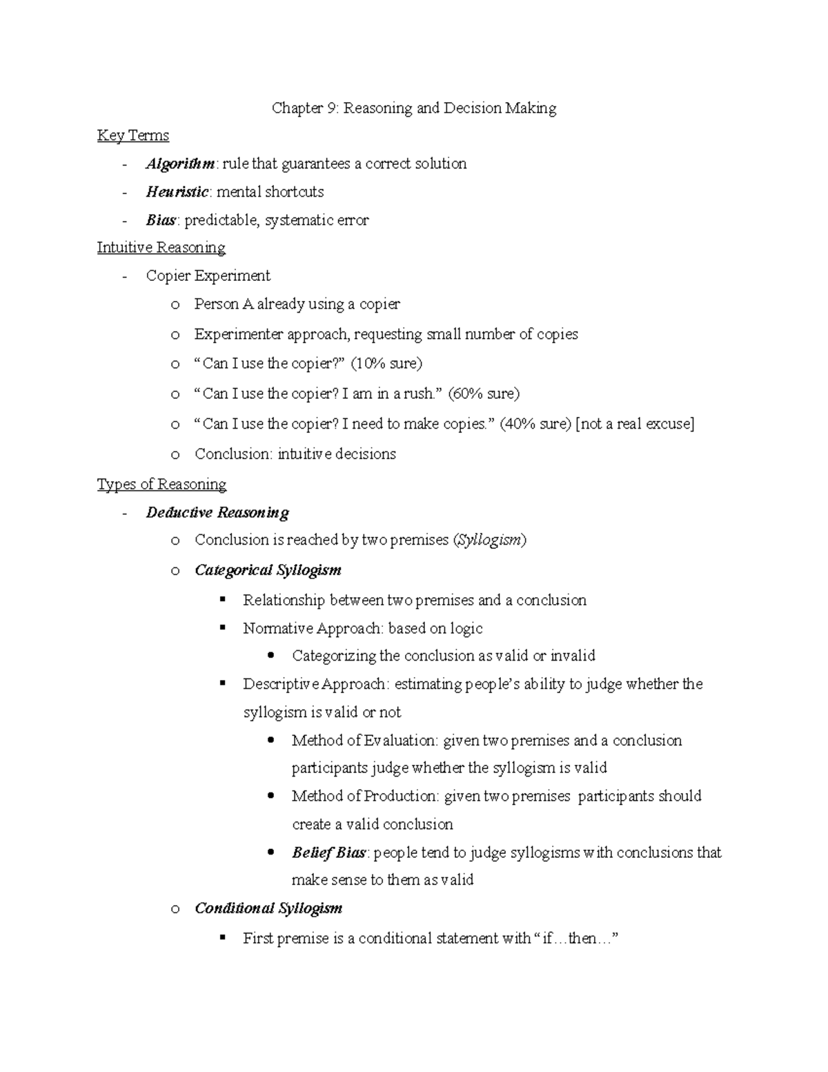Chapter 9-Reasoning and Decision Making - Chapter 9: Reasoning and ...
