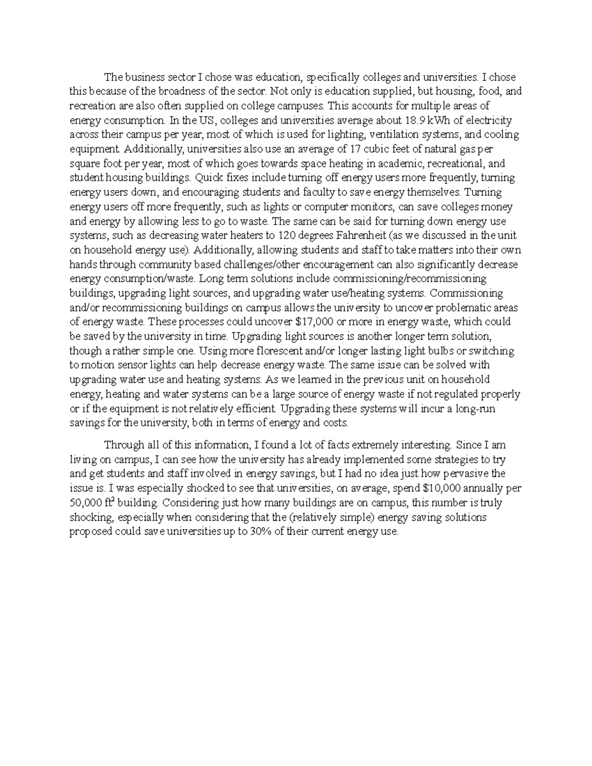 Lesson 11 Reflection - Analysis of energy waste in the education sector ...