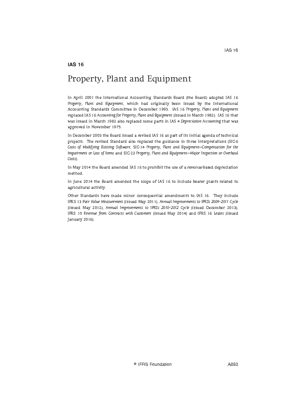 IAS 16 Part A - PPE - IAS 16 Property, Plant and Equipment In April ...