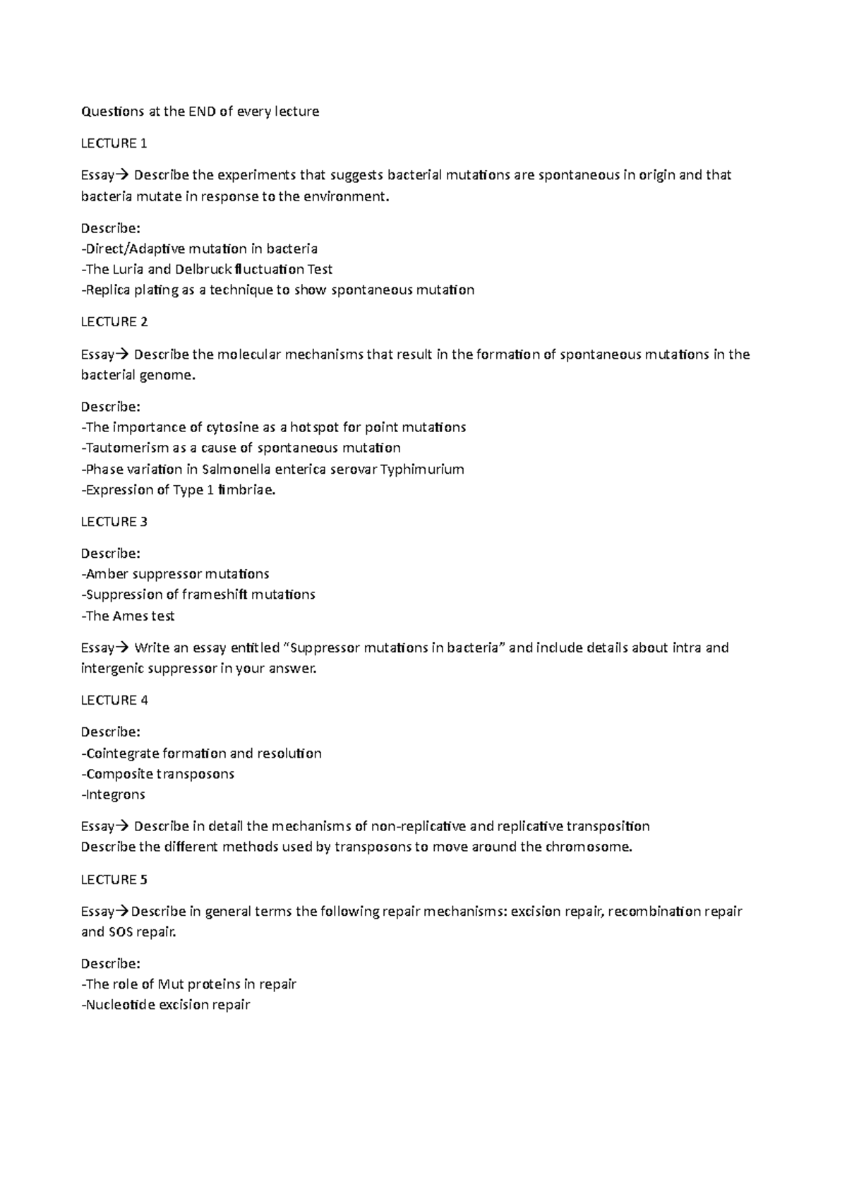 Questions at the end of every lecture - Dr Keith - Questions at the END ...