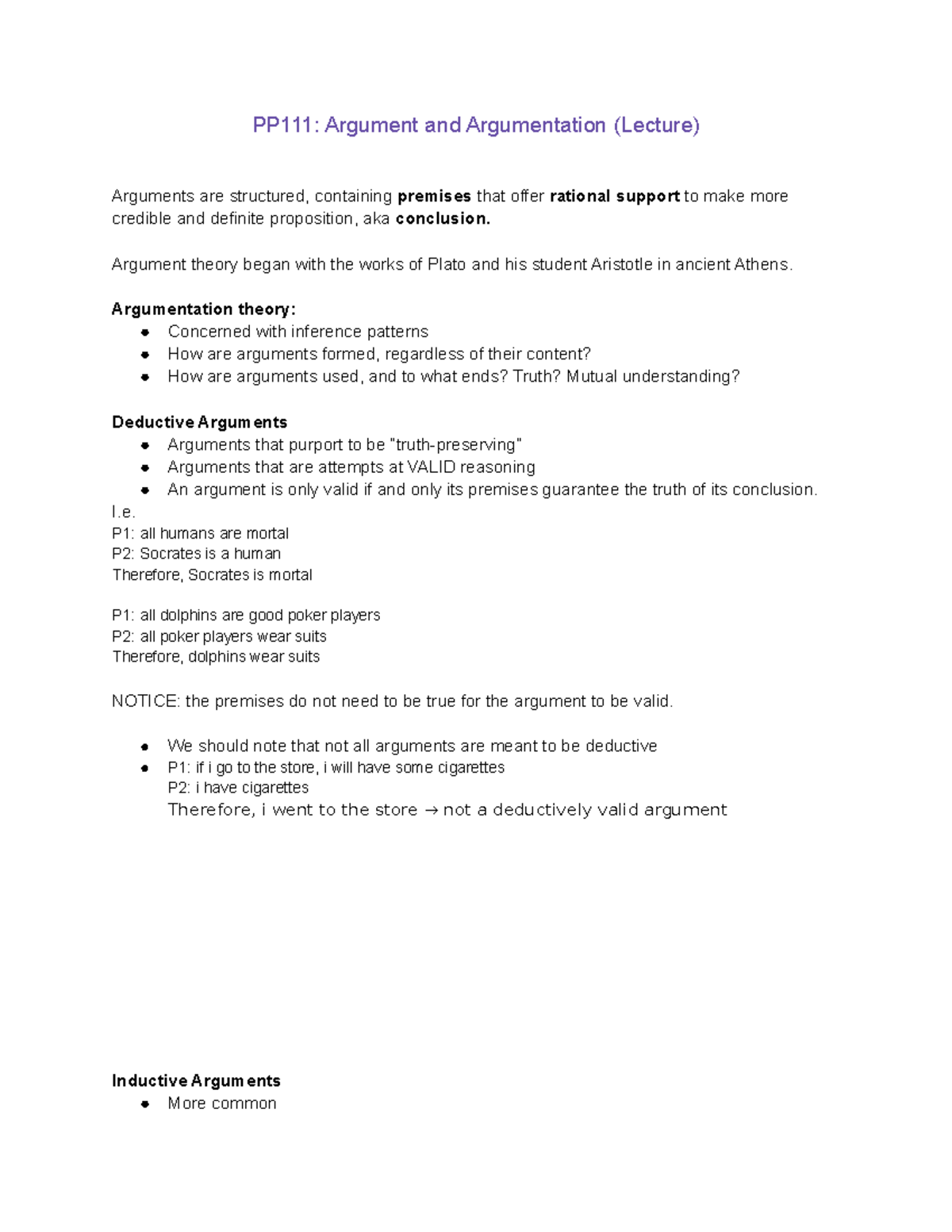 PP111 Argument and Argumentation (Lecture) - PP111: Argument and ...