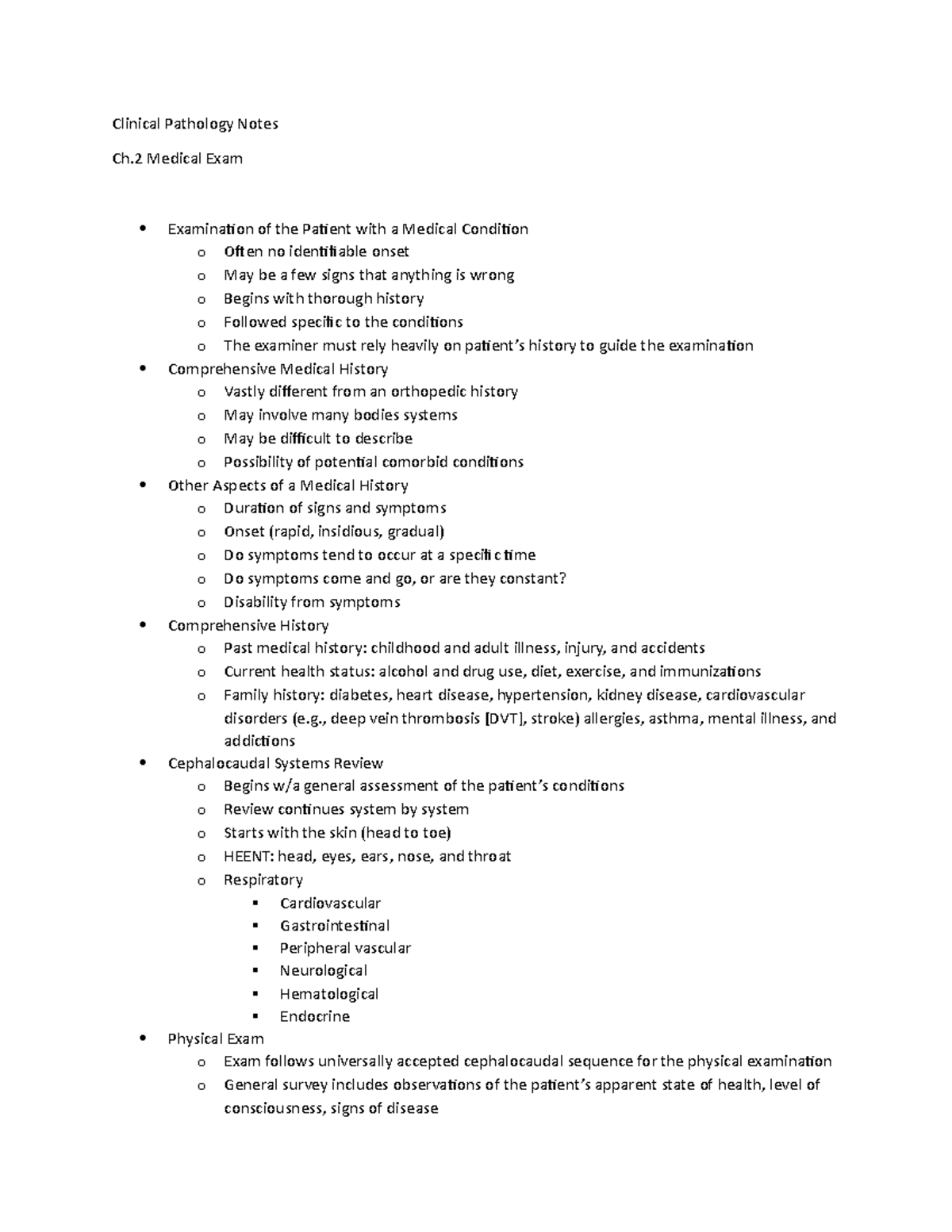 Medical Examination - Clinical Pathology Notes Ch Medical Exam ...
