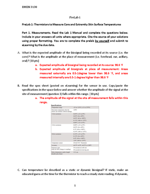 Pre Lab 4 BMEN 3130 - Pre Lab 4 BMEN 3130 - PreLab 4: EMG and Muscle ...