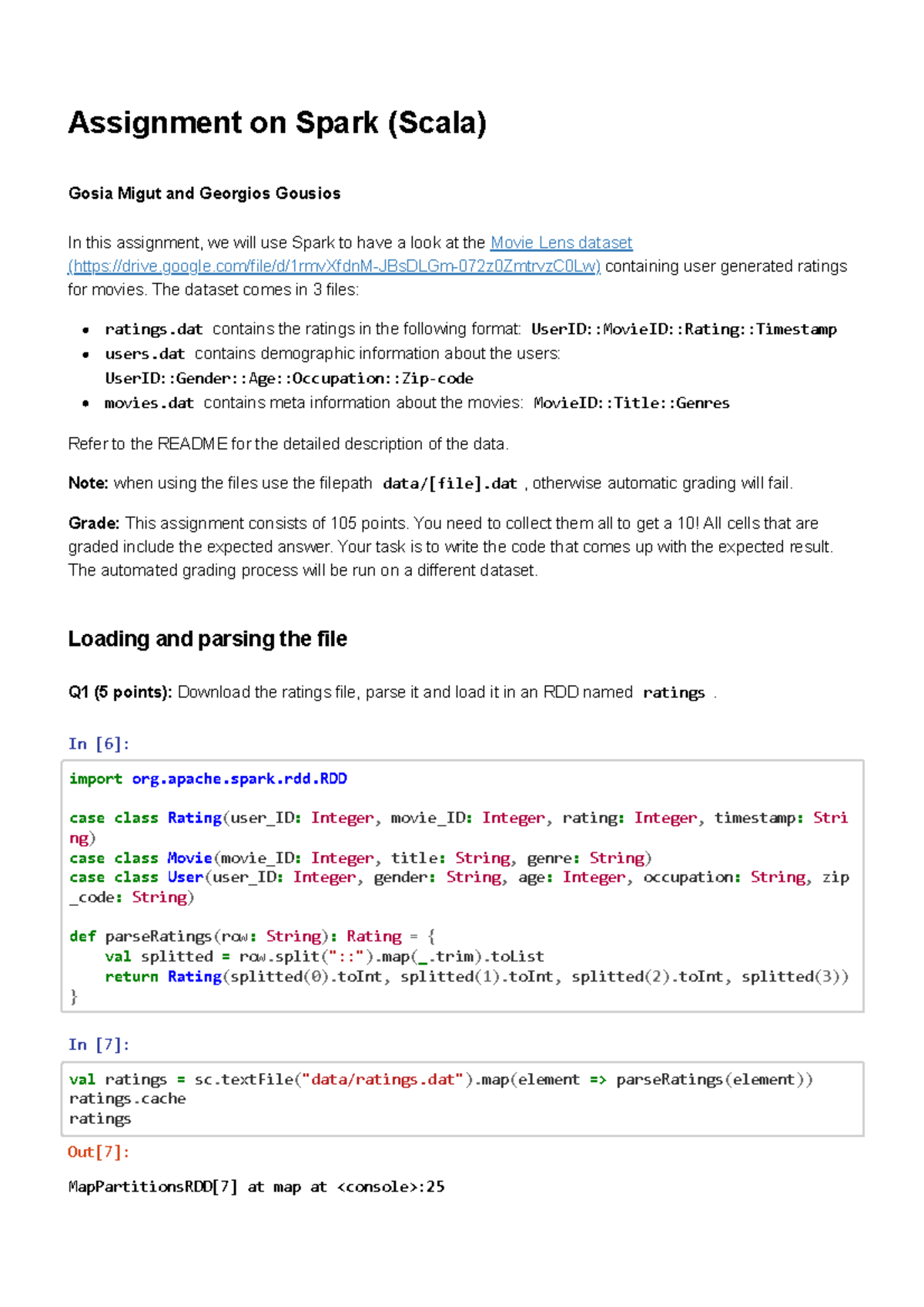 Spark-solutions-scala - Assignment on Spark (Scala) Gosia Migut and ...