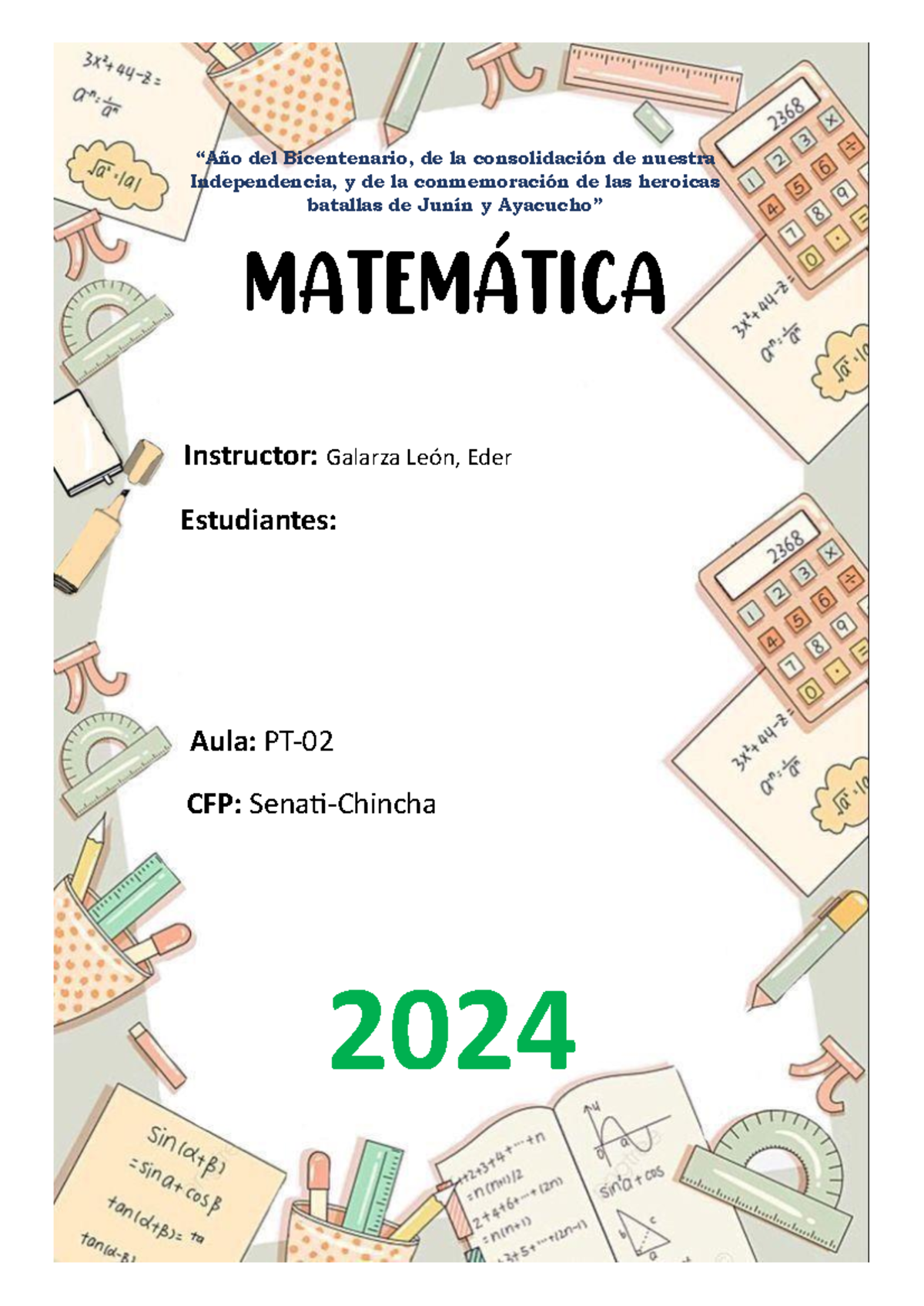 Caratula senati - Calidad de software - “Año del Bicentenario, de la ...