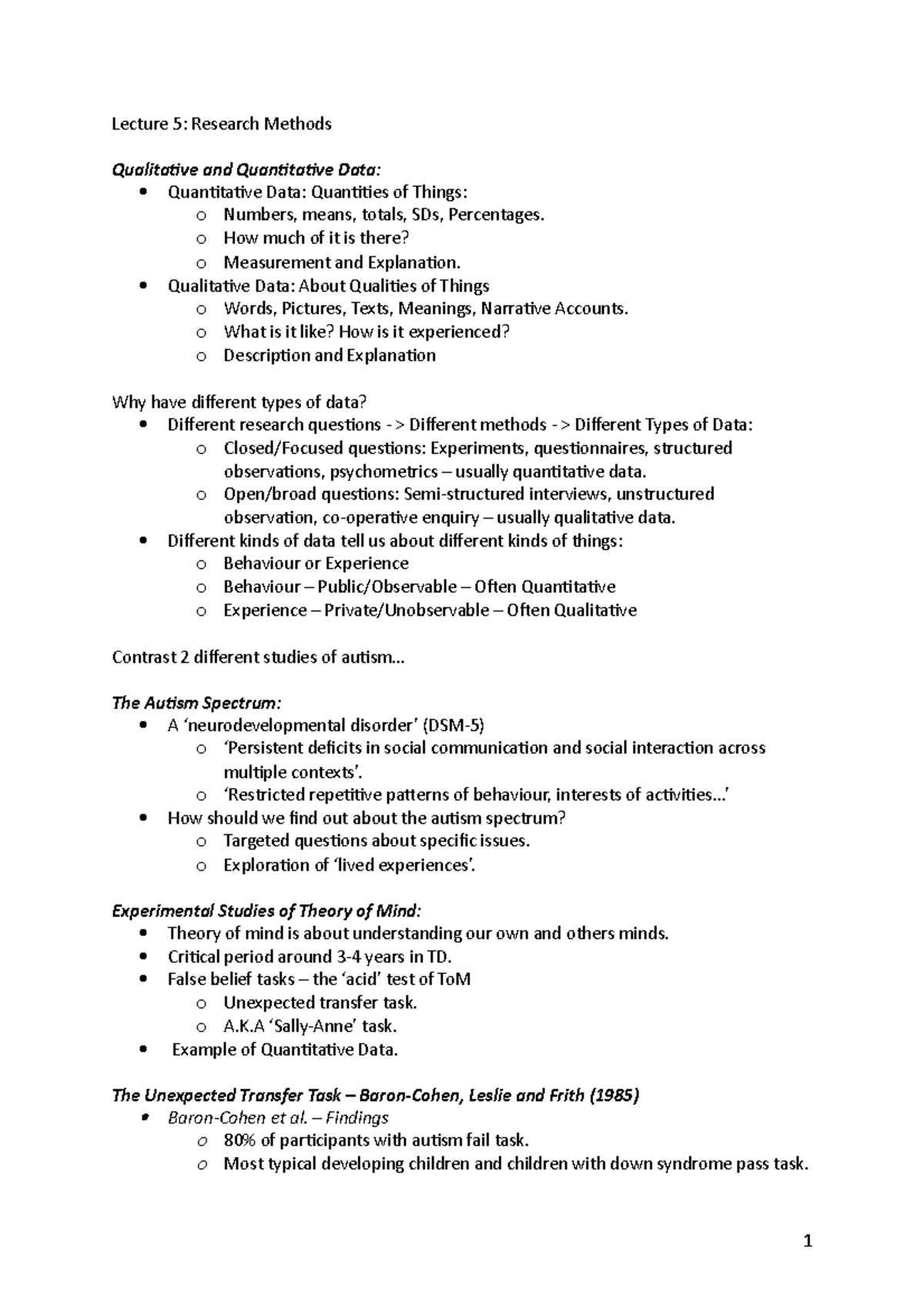 Lecture 5 - Research Methods - Lecture 5: Research Methods Qualitative ...
