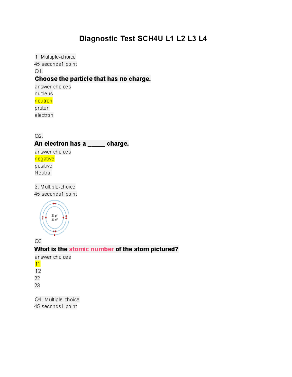 Diagnostic Test SCH4U - test - Diagnostic Test SCH4U L1 L2 L3 L ...
