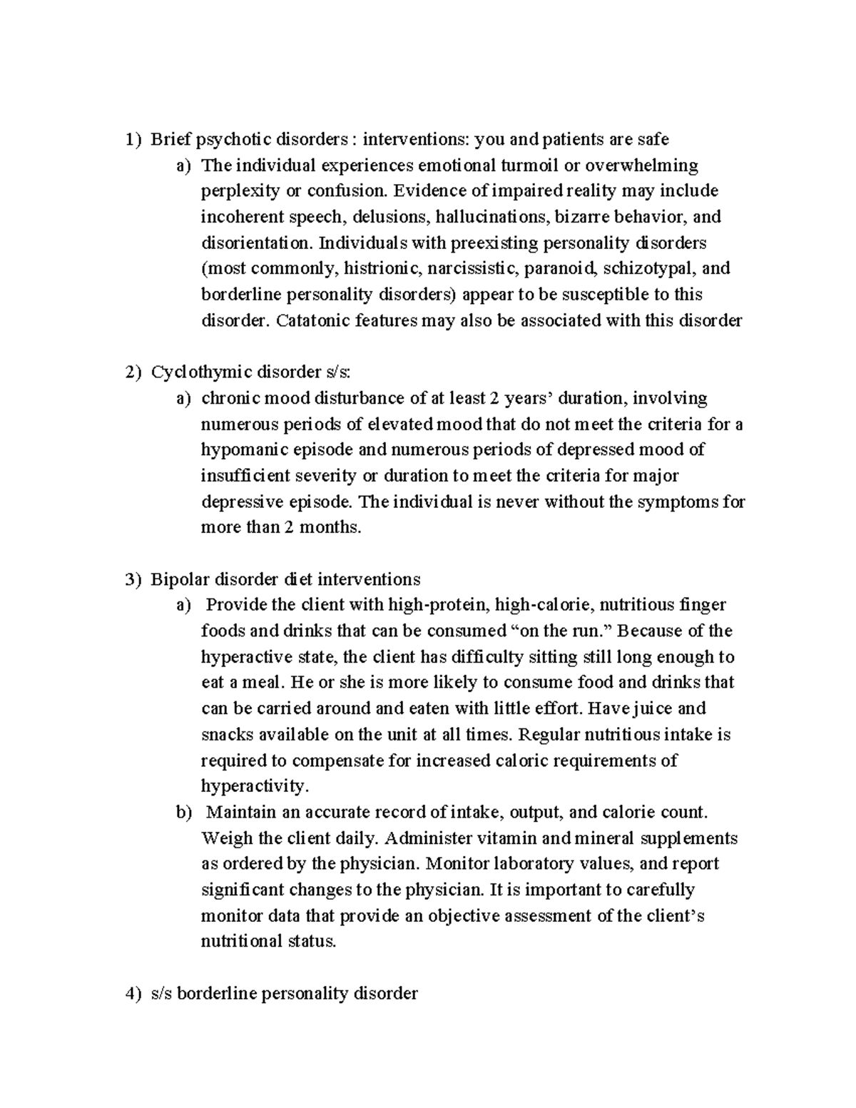 Pre-CMS - Disorders, interventions, and communication - Brief psychotic ...
