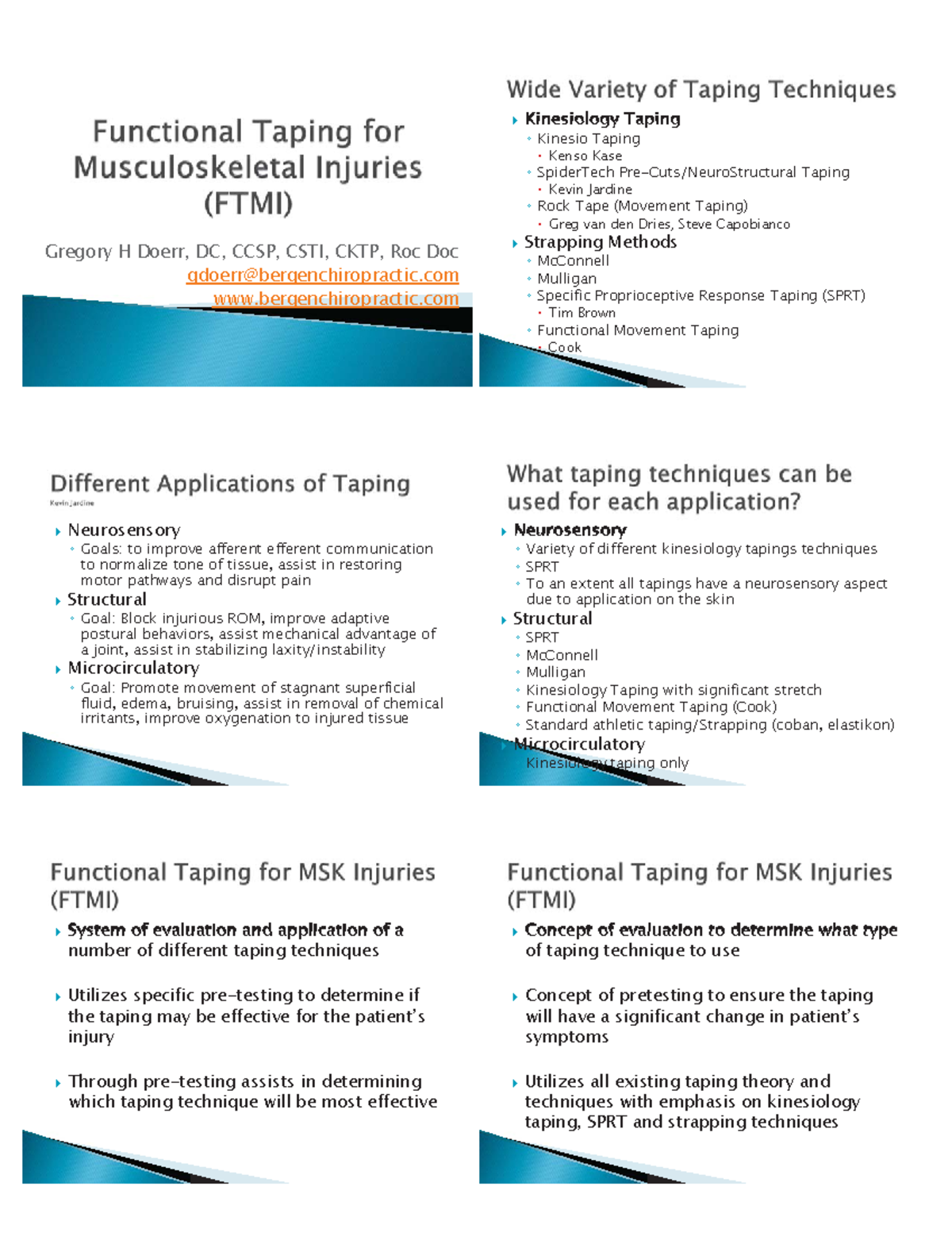 Taping techniques for physiotherapist - Gregory H Doerr, DC, CCSP, CSTI ...