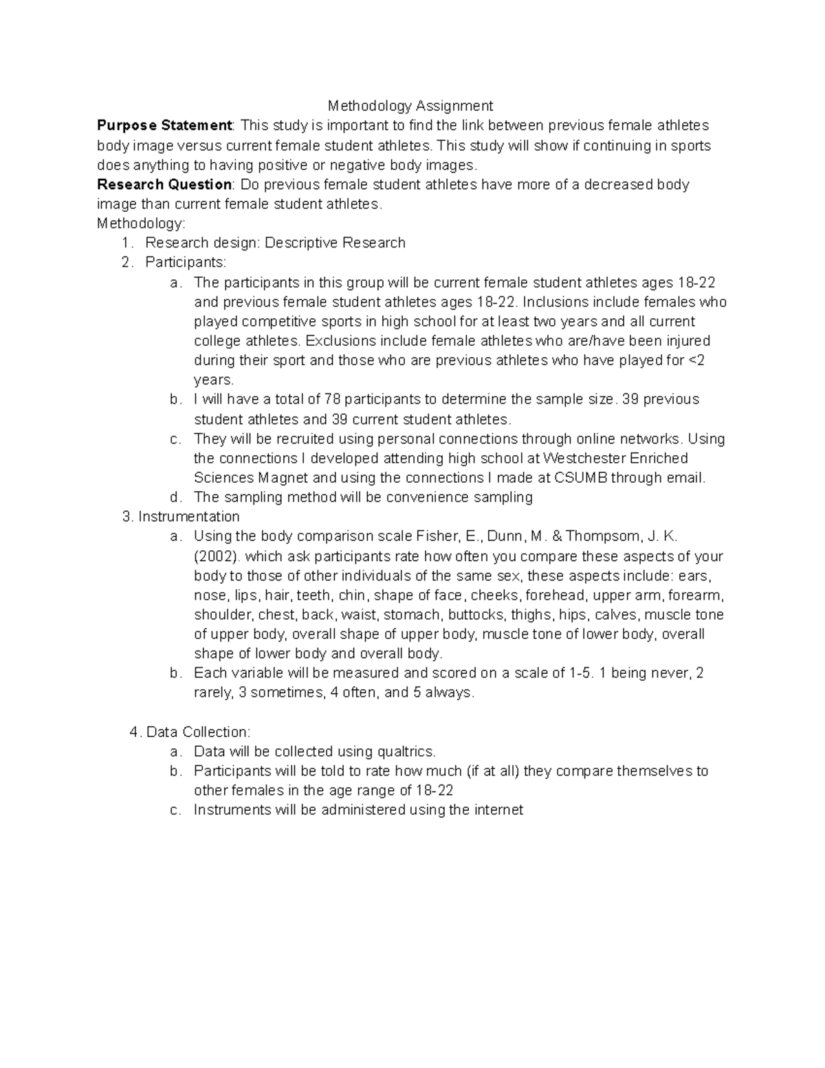 Methodology Assignment - Methodology Assignment Purpose Statement ...