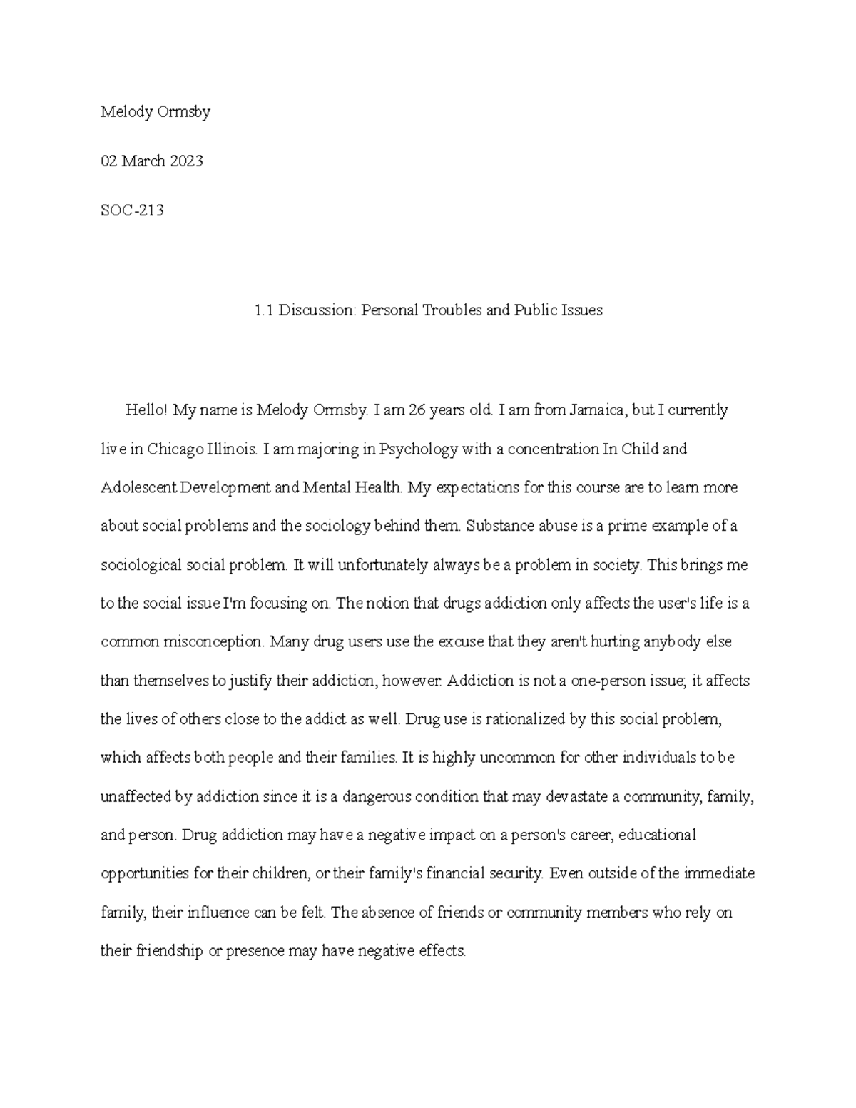 1-1 Discussion Personal Troubles and Public Issues - Melody Ormsby 02 ...