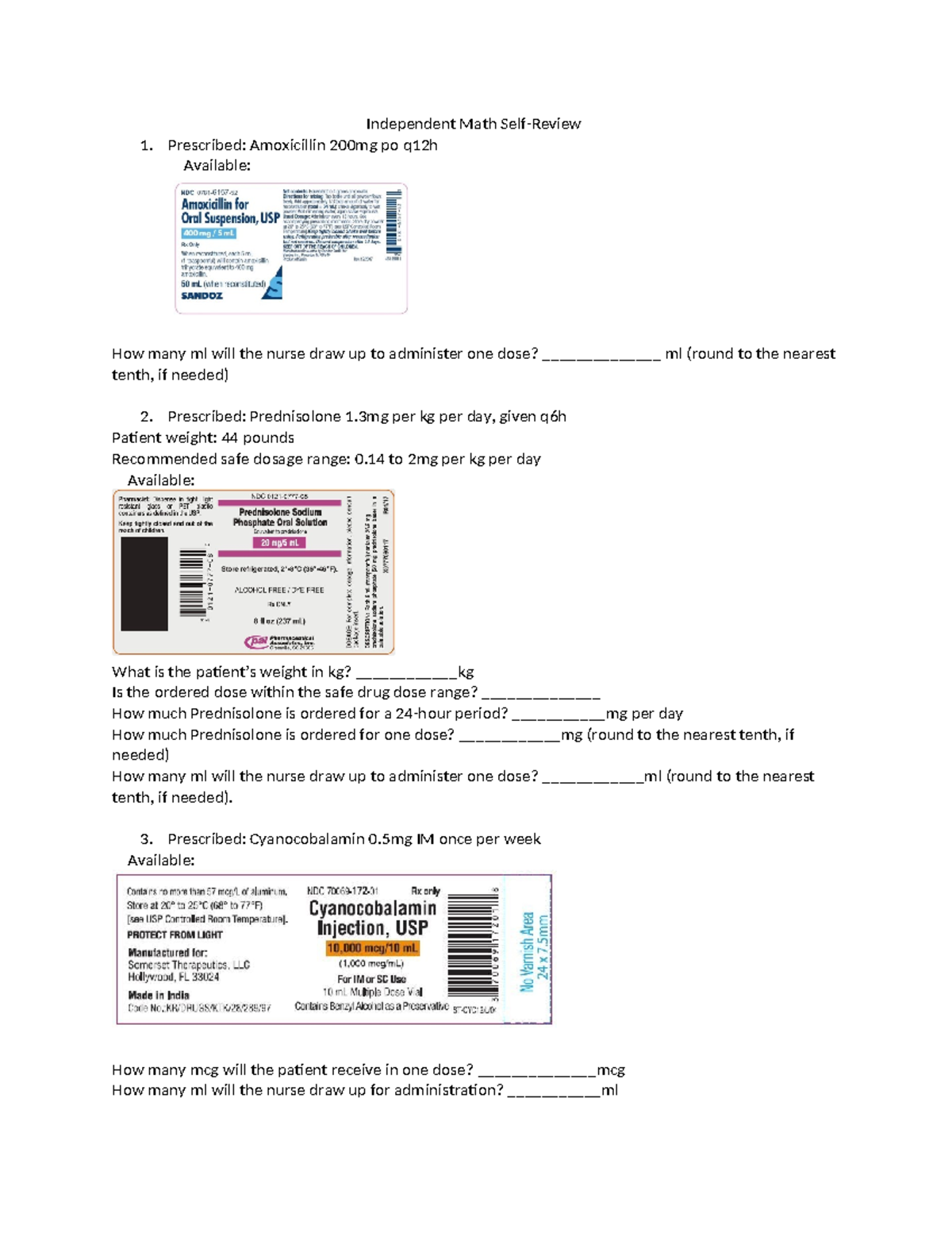 Math quiz - practice math - Independent Math Self-Review Prescribed ...