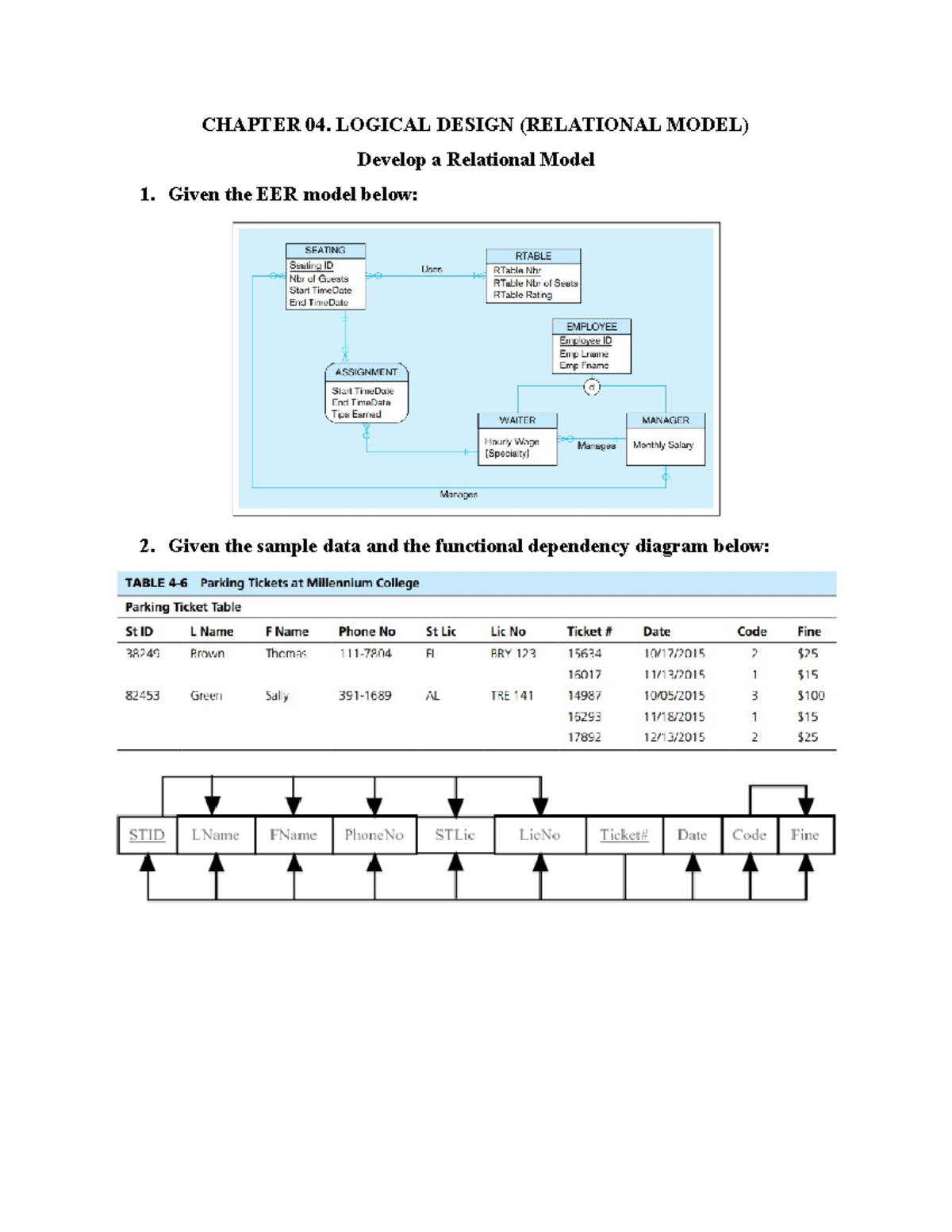 Chapter 04 Assignment - 02 - Cơ sở dữ liệu - CHAPTER 04. LOGICAL DESIGN (RELATIONAL MODEL ...