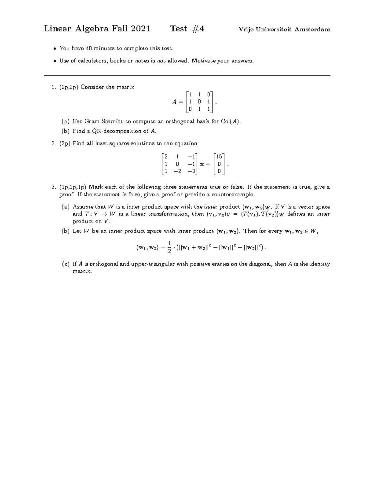 Test4-1 - .Practice exam linear algebra - Linear Algebra Fall 2021 Test ...