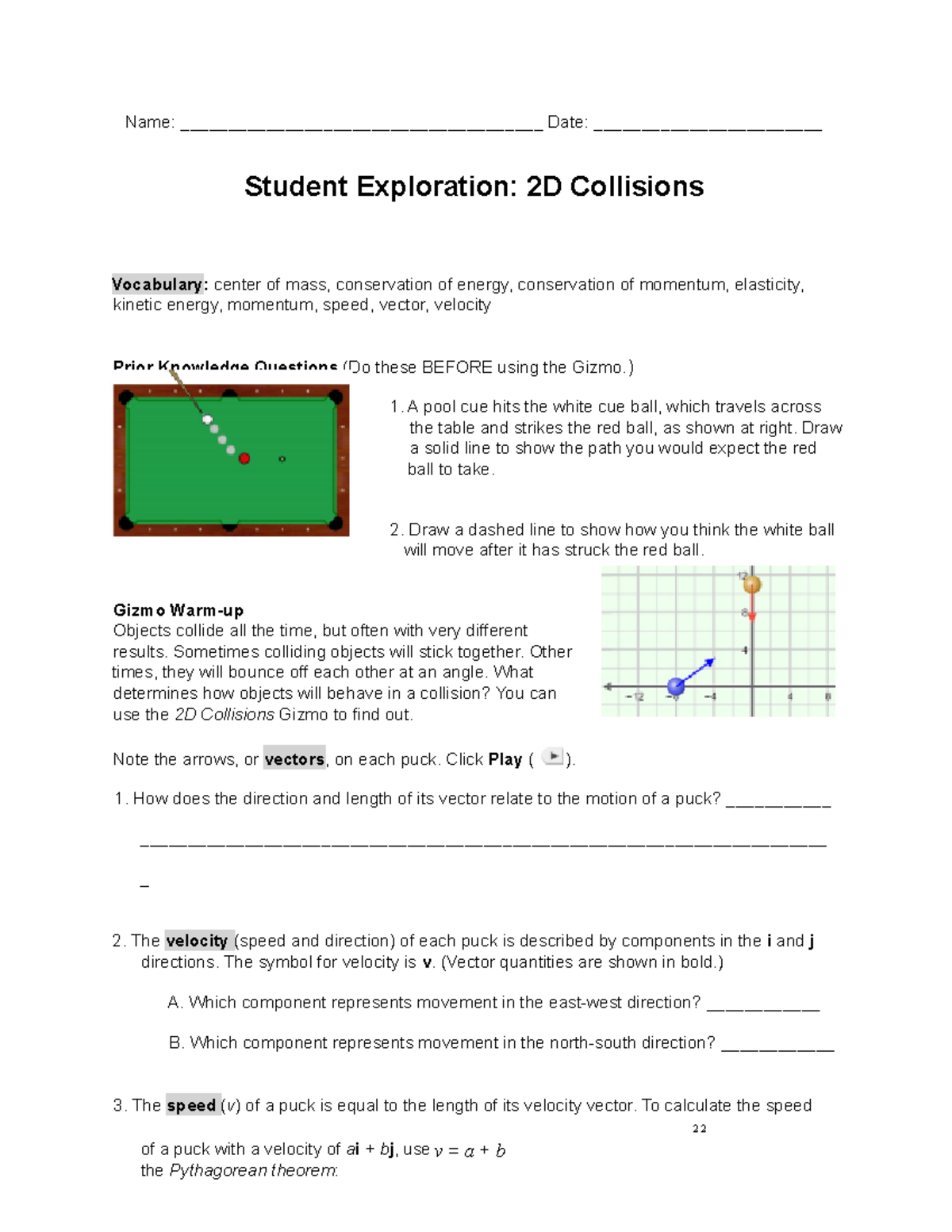 2DCollisions Lab Sheet - Name ...