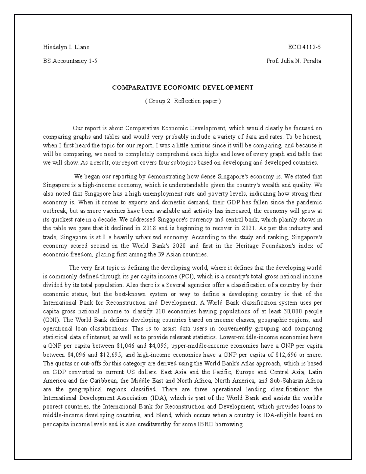 Group 2 Reflection paper - BSAccountancy - Studocu