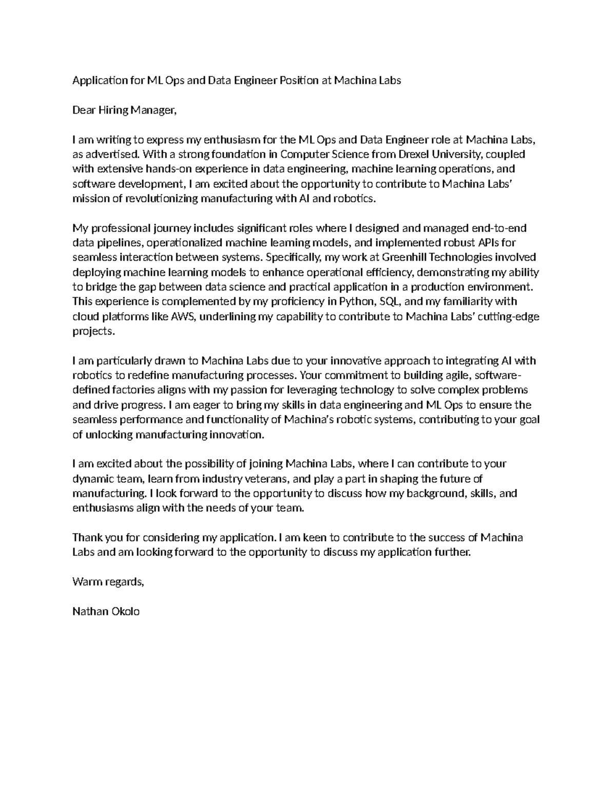 Application for ML Ops and Data Engineer Position at Machina Labs ...