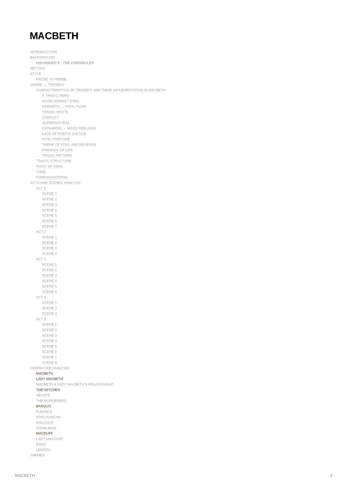 Macbeth Notes - MACBETH INTRODUCTION BACKGROUND HOLINSHED’S - THE ...