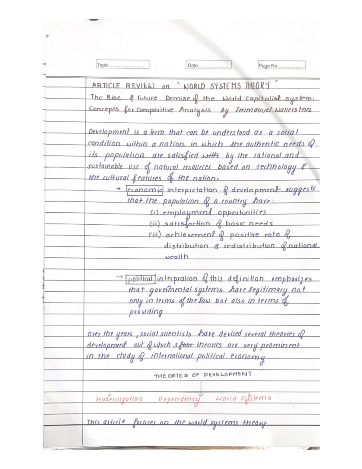 World system theory - political science hons - Studocu