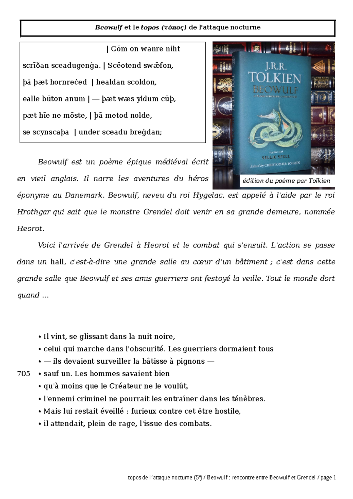 Beowulf, first encounter between Grendel and Beowulf - Beowulf et le ...