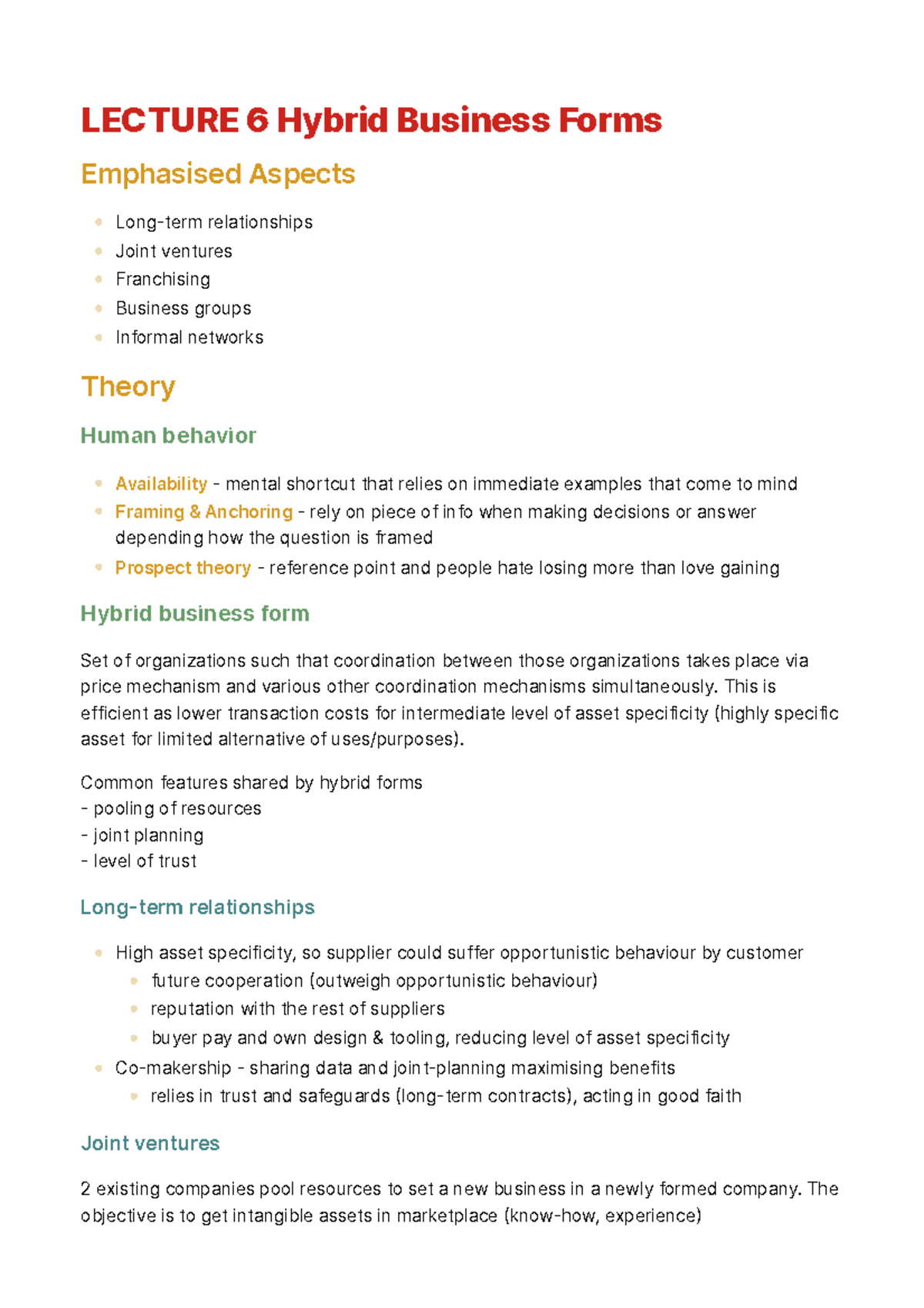 Lecture 6 Hybrid Business Forms - LECTURE 6 Hybrid Business Forms ...