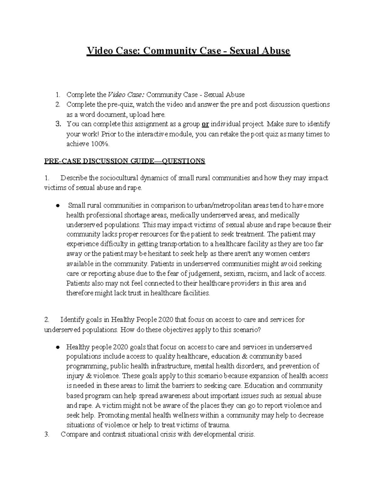 Video Case Community Case - Sexual Abuse - Video Case: Community Case ...