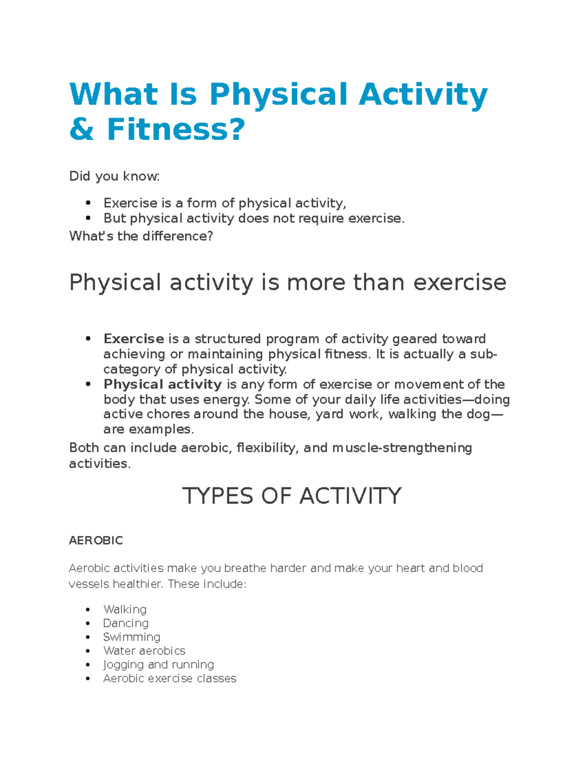 PE3 Physical Activities Towards Fitness 1 - What Is Physical Activity ...