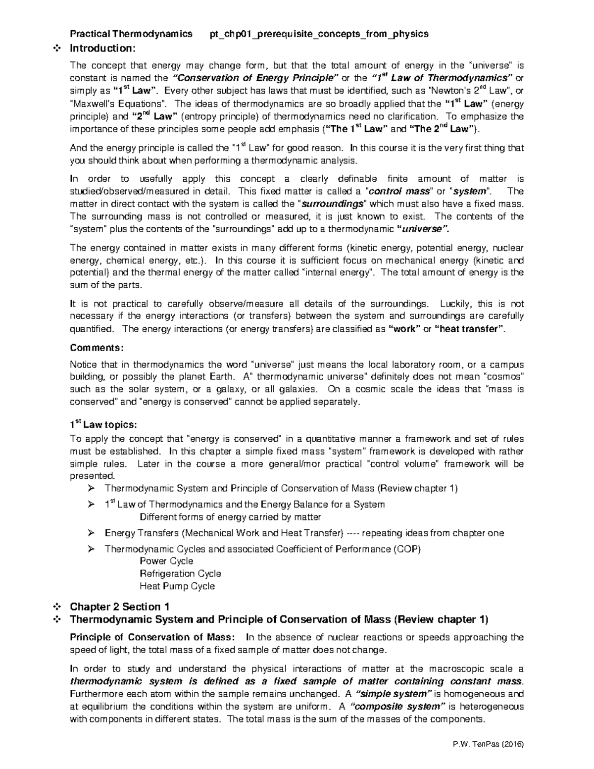 Pt chp02 the 1st law of thermodynamics - Practical Thermodynamics - Studocu