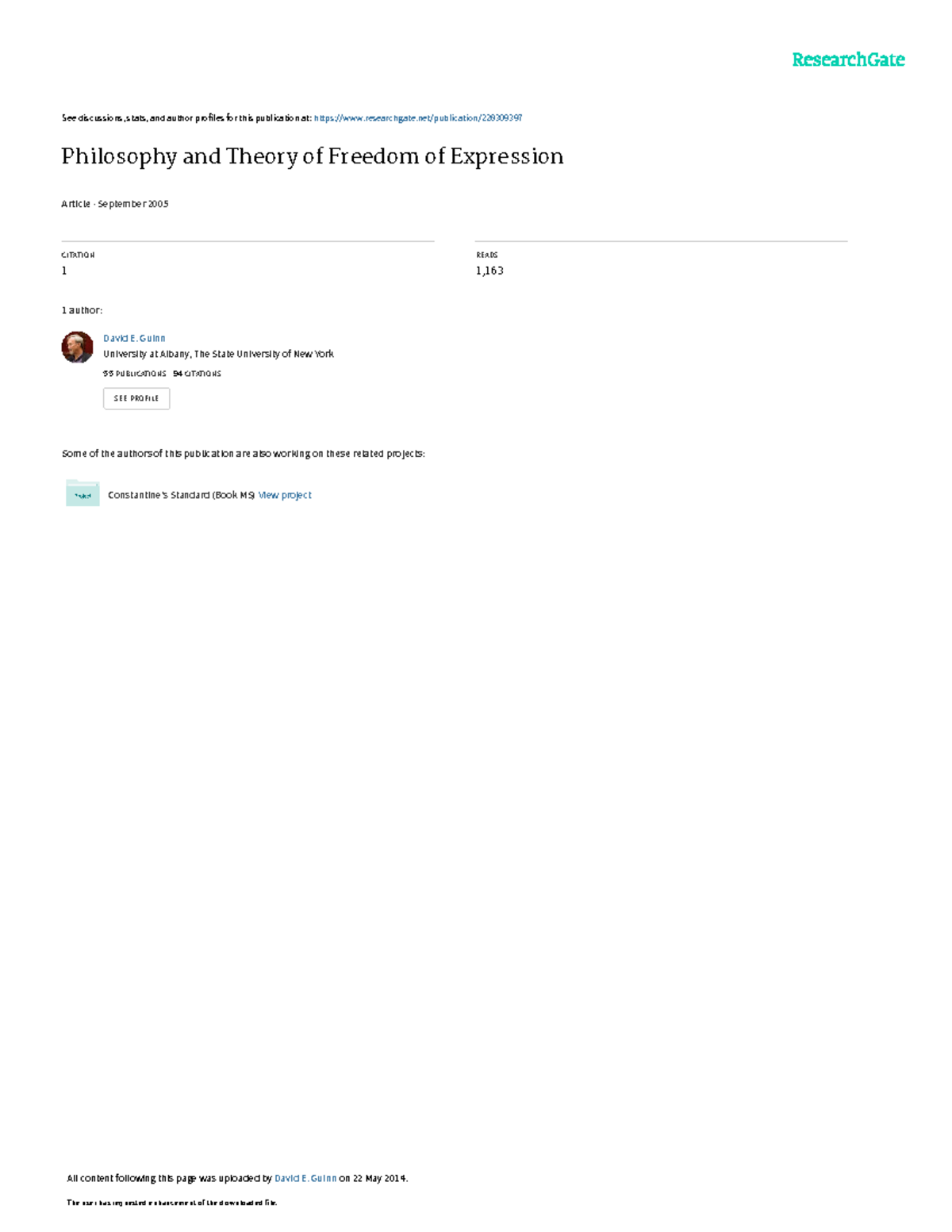 David E Guinn Philosophy AND Theory OF Freedom OF Expression - See ...