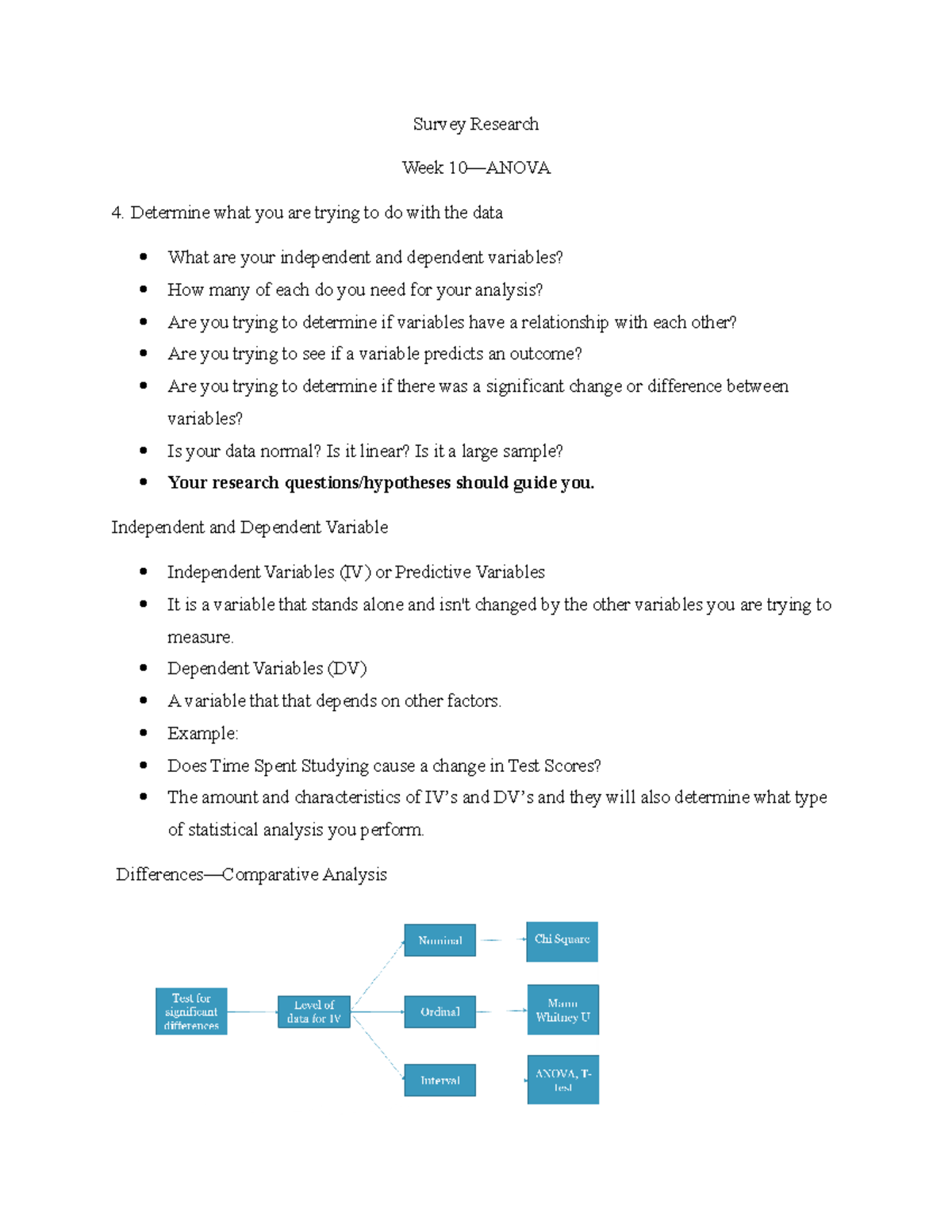 Week 10 Anova Lecture Notes Survey Research Week 10—anova Determine What You Are Trying To